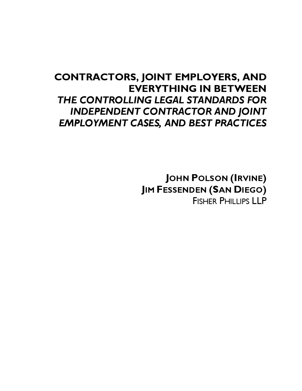 Understanding Joint Employment and Contractor Status: Legal Standards ...