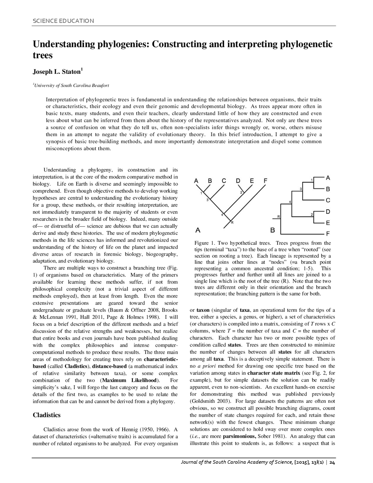 Constructing And Interpreting Phylogenetic Trees Lecture Notes