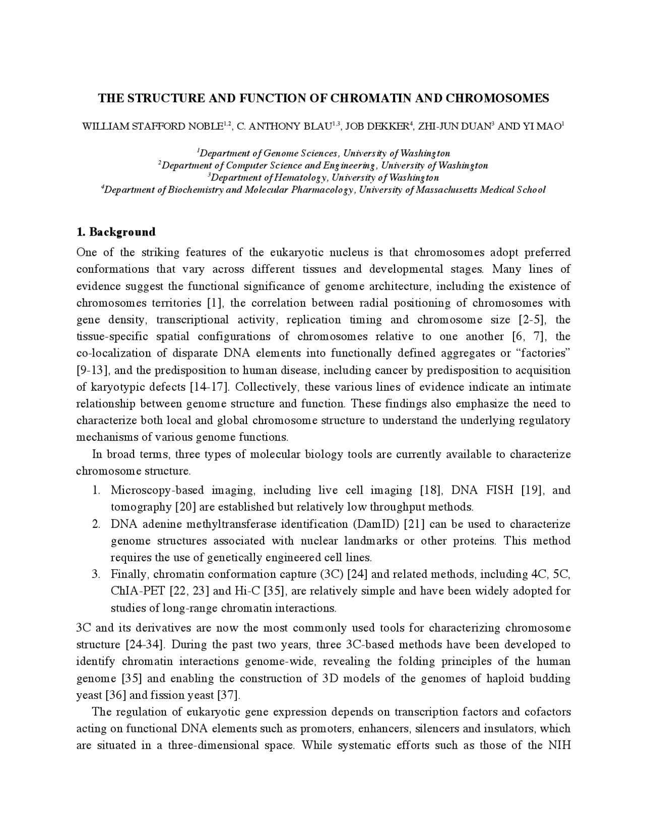 The Structure And Function Of Chromatin And Chromosomes Lecture Notes