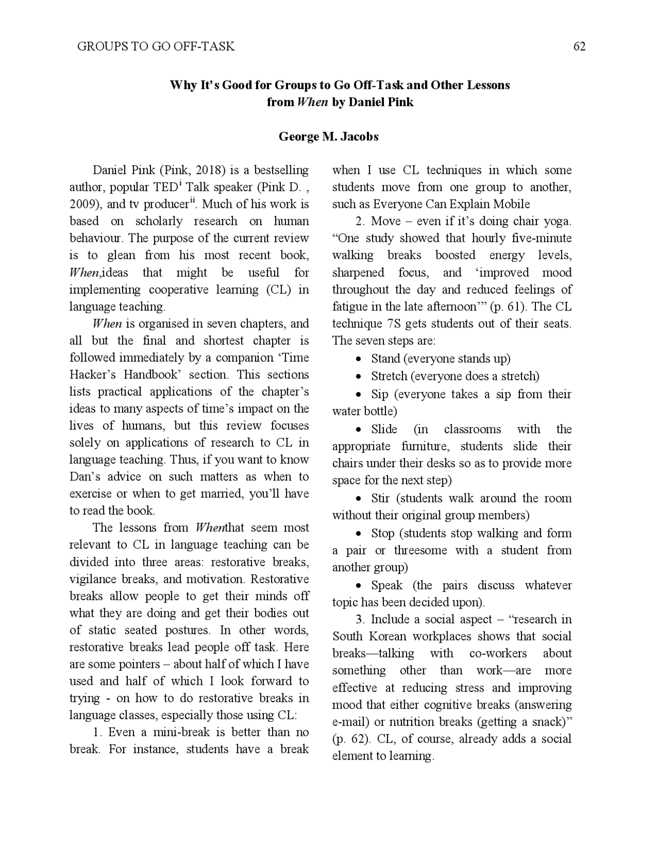 GROUPS TO GO OFF-TASK | Study notes Yoga | Docsity