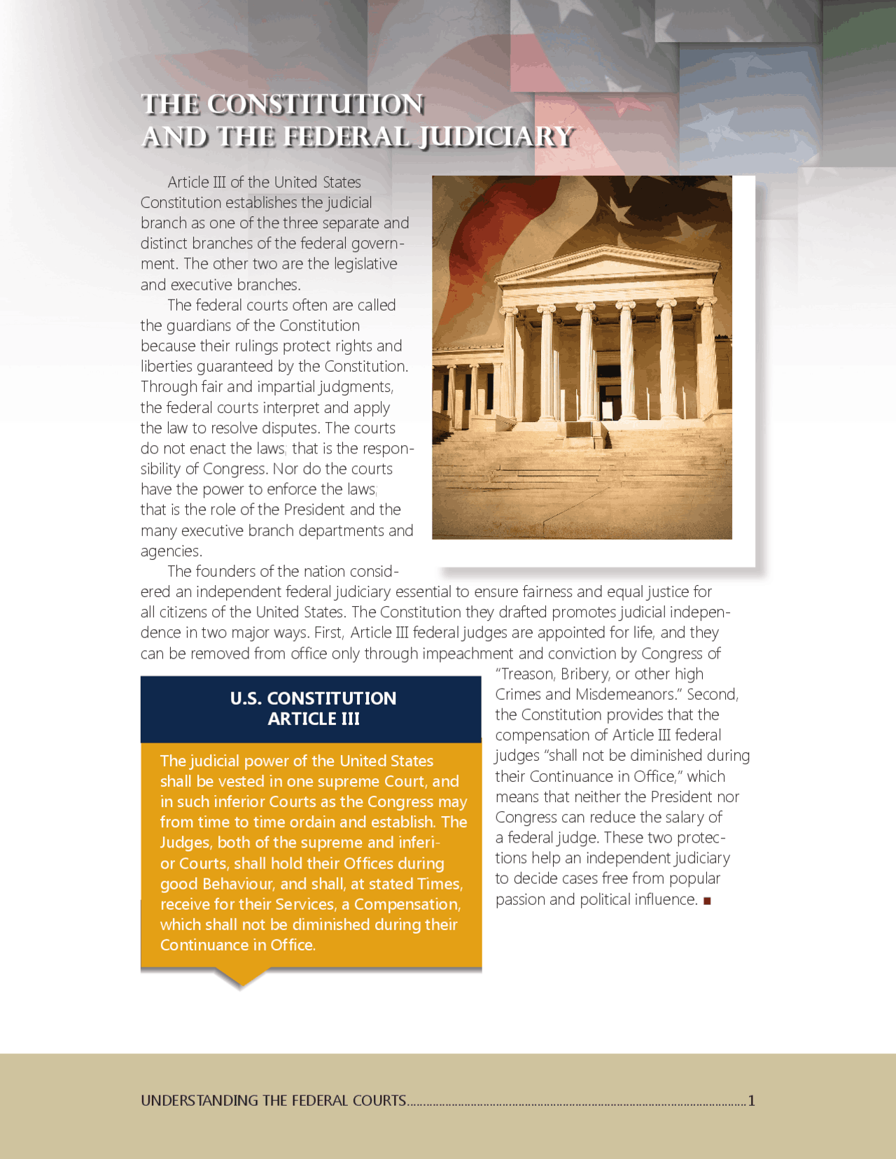 ThE CONStItUtION AND thE FEDERAL JUDICIARy | Slides Federal Courts ...