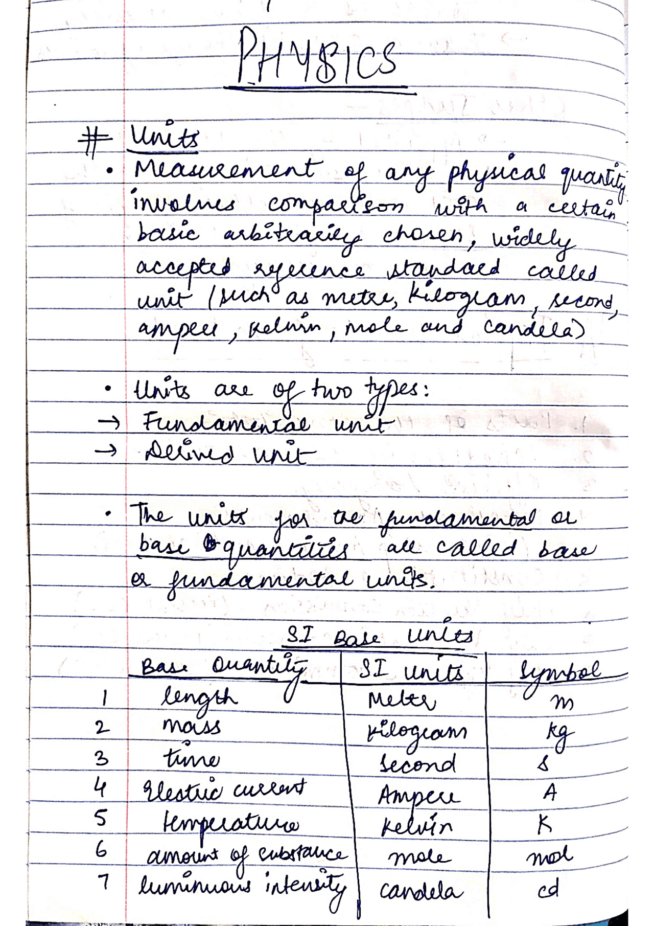 Basics of physics notes | Lecture notes Physics | Docsity