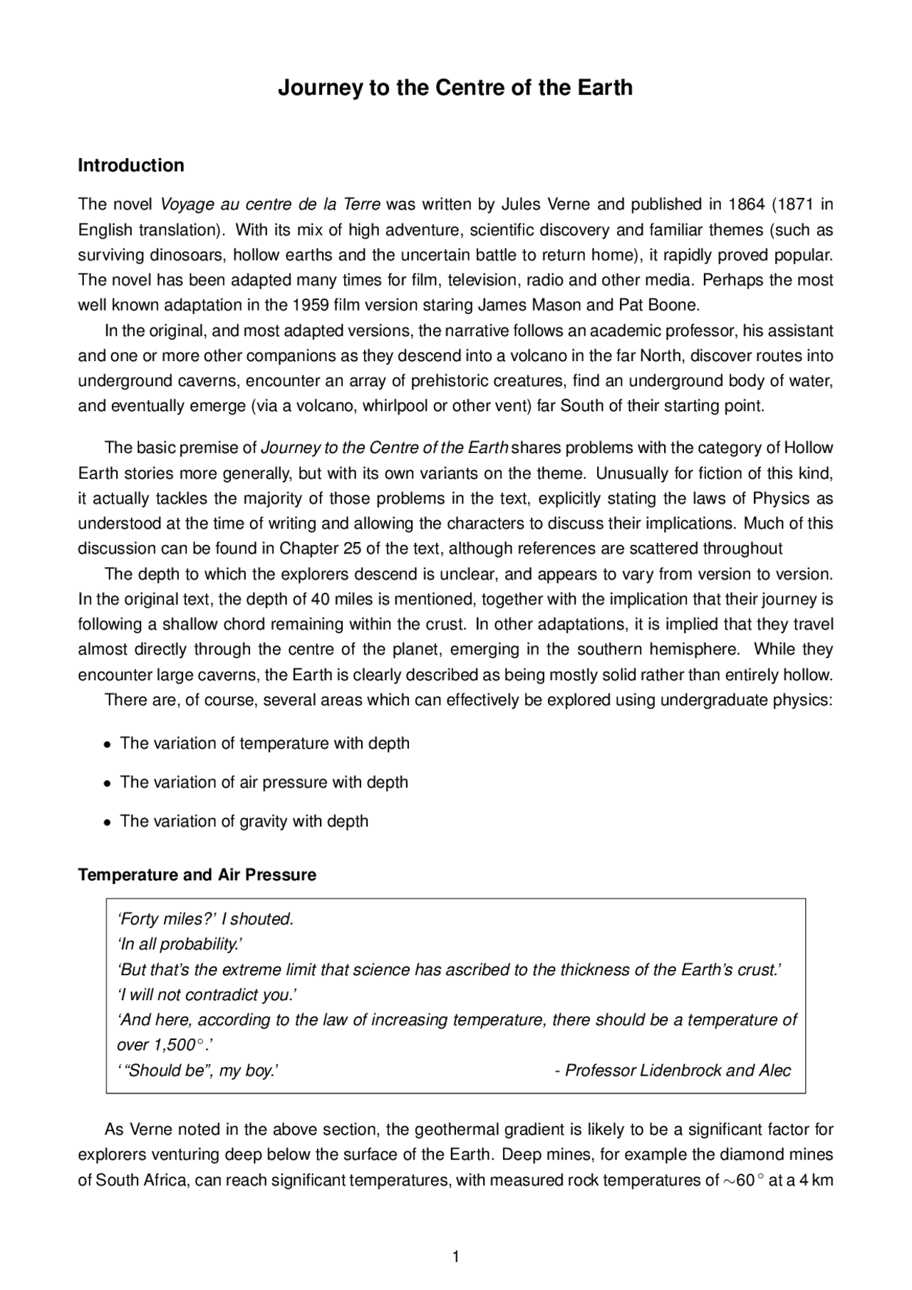 Journey to the Centre of the Earth | Study Guides, Projects, Research ...