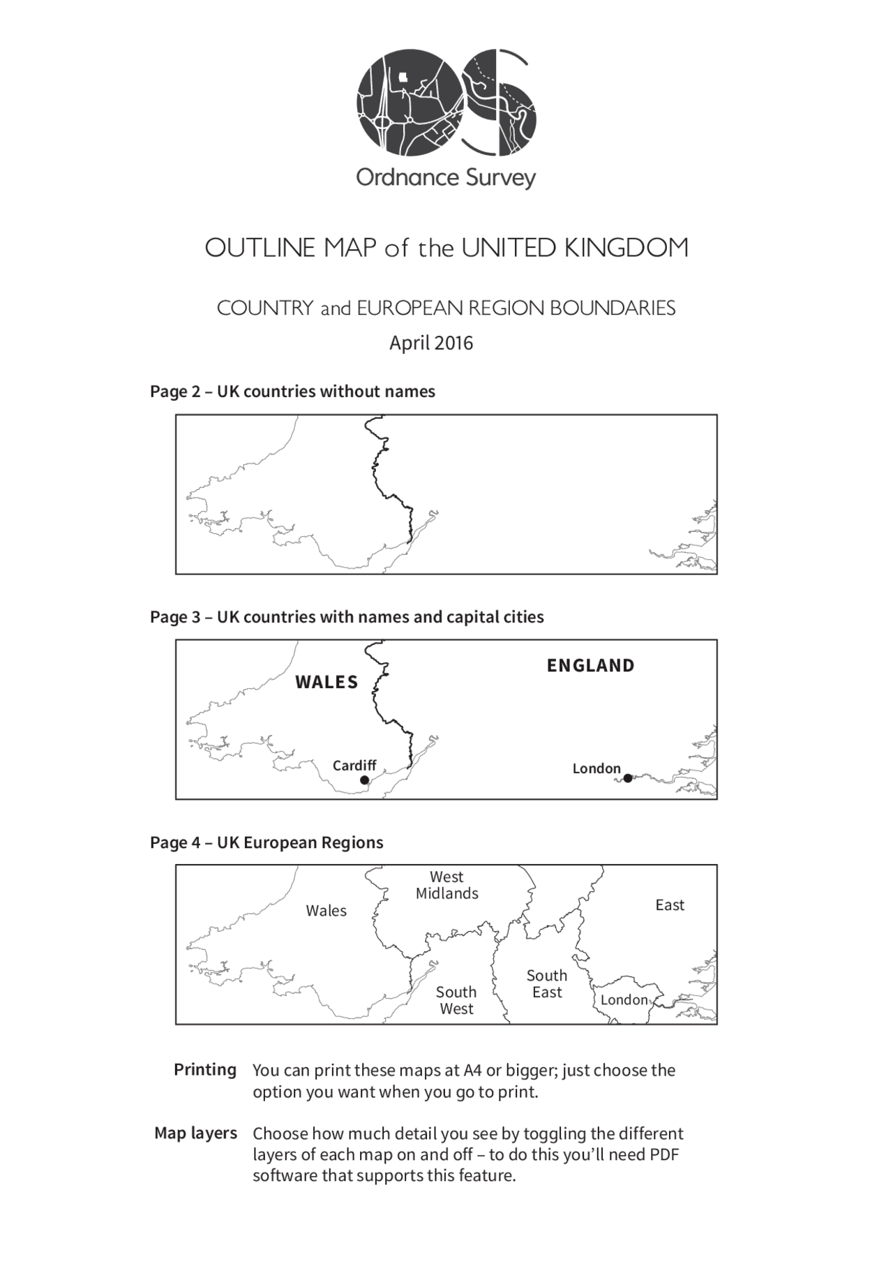 Outline Map Of The United Kingdom Lecture Notes Printing Docsity