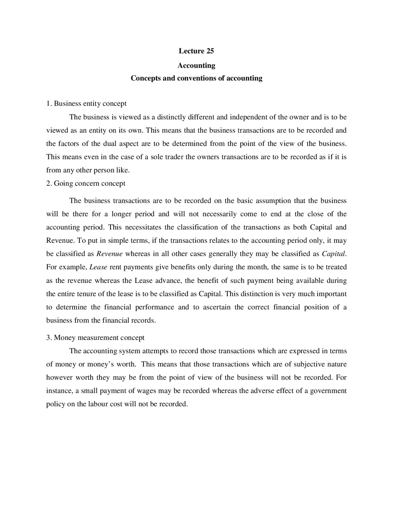 Lecture 25 Accounting Concepts and conventions ... | Study notes ...