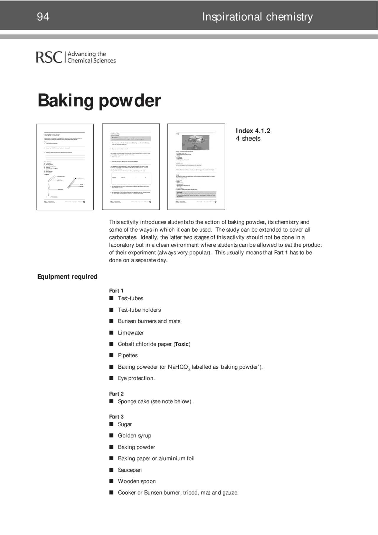 Baking powder | Exams Chemistry | Docsity