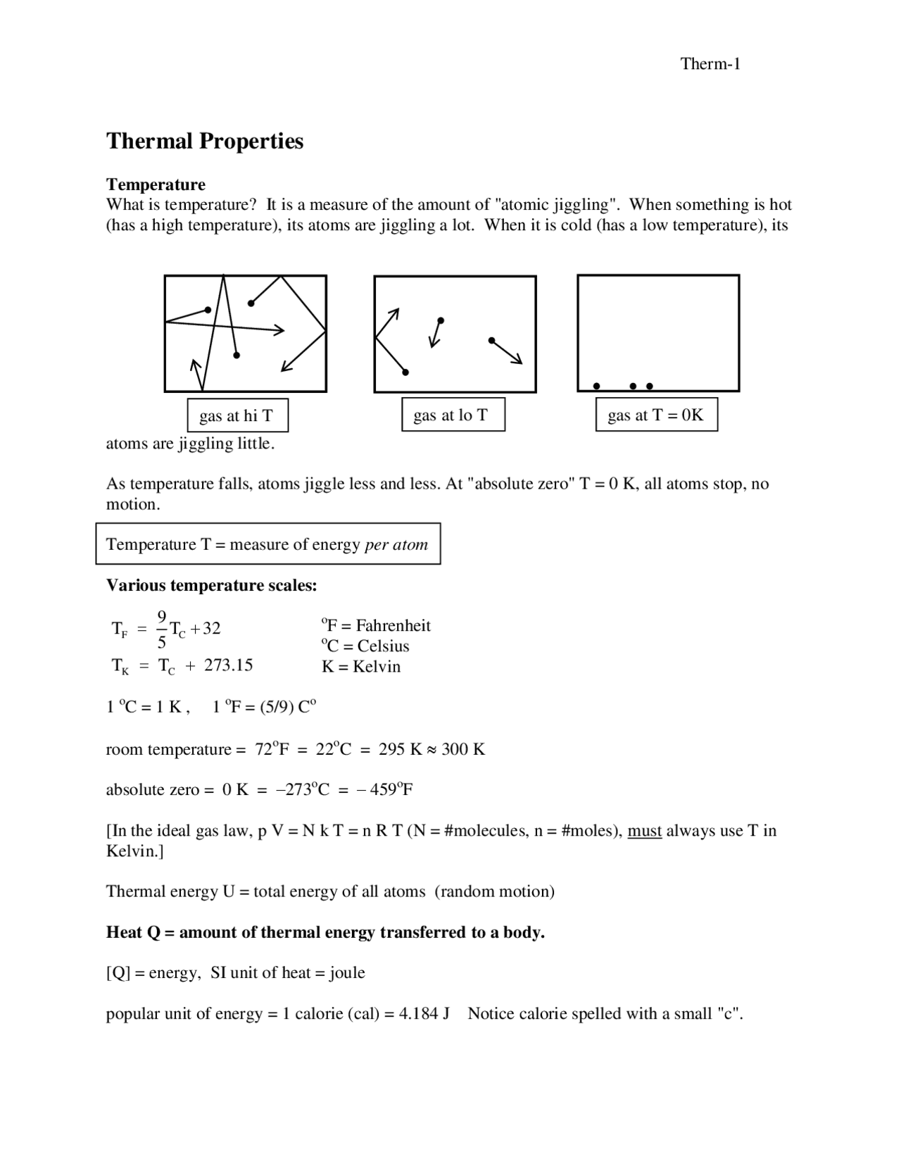 Thermal Properties Slides Physics Docsity