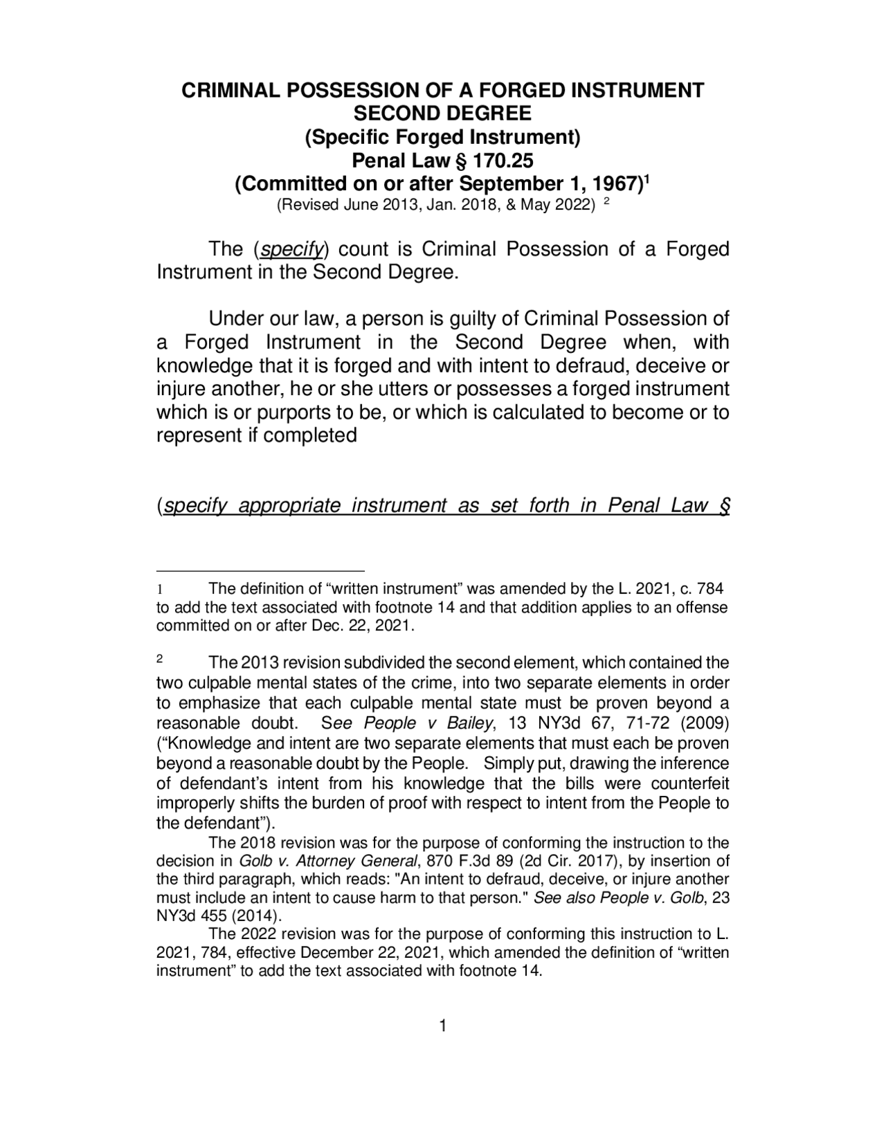 Criminal Possession of a Forged Instrument in Second Degree: Definition ...