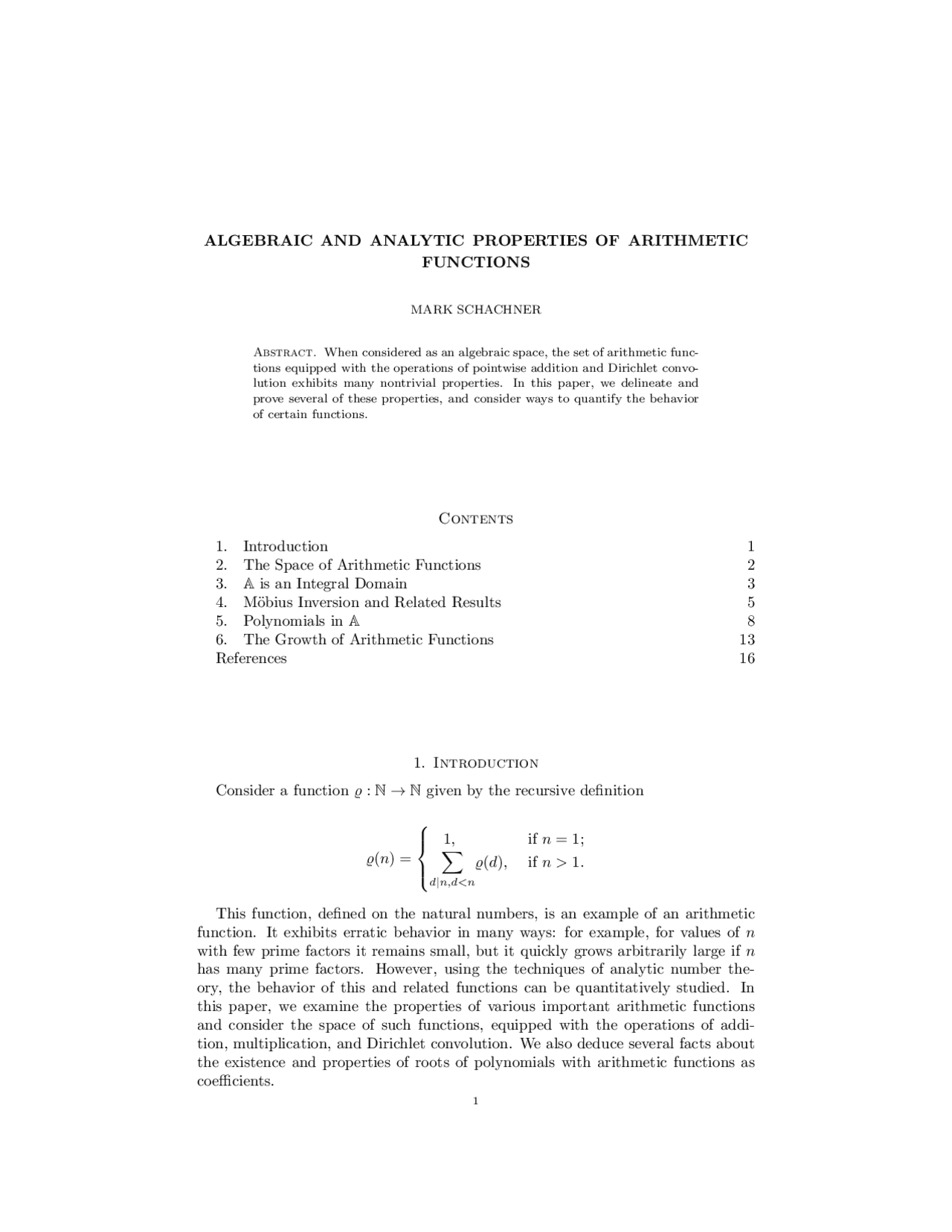 Algebraic and analytic properties of arithmetic functions | Study notes ...