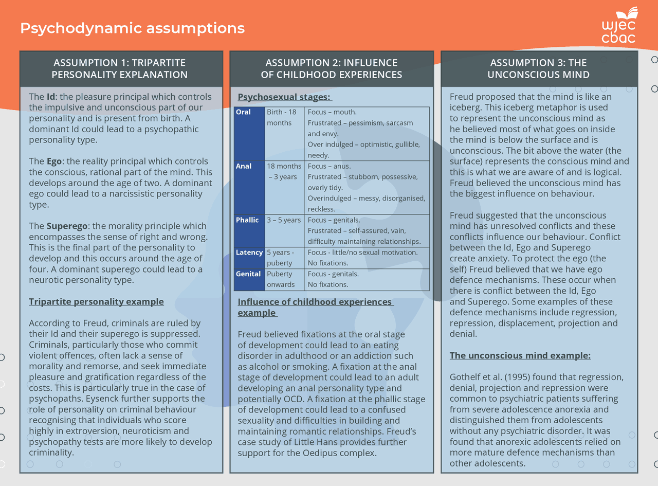 Psychodynamic Assumptions Apuntes Psicoanálisis Docsity