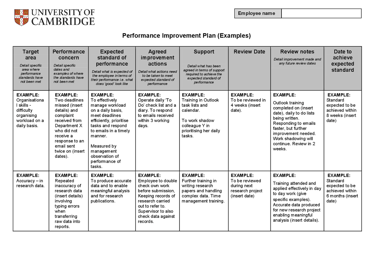 Performance Improvement Plan Examples Study Guides Projects Performance Improvement Plan Examples Study Guides Projects