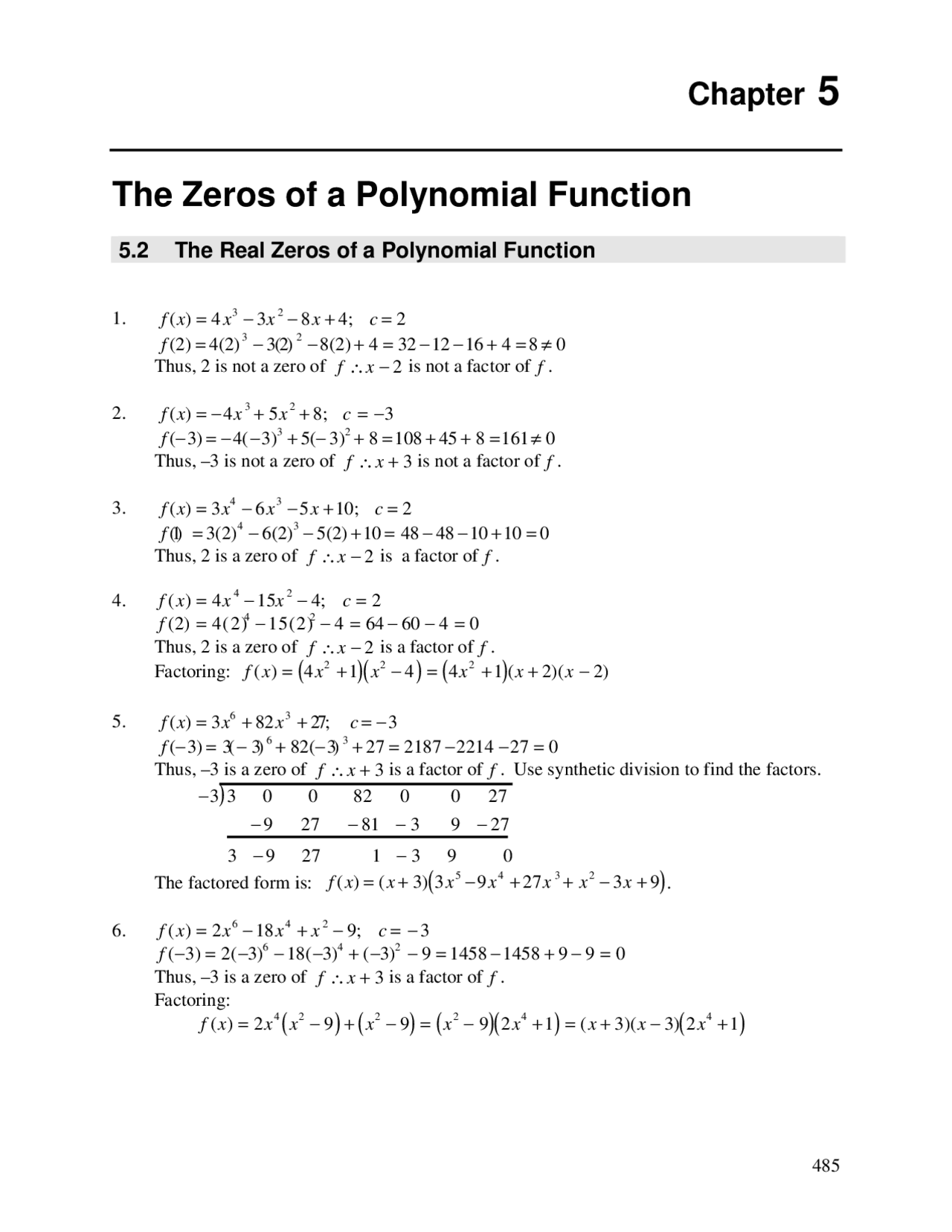 Determining the Zeros of Polynomial Functions | Study notes Algebra ...