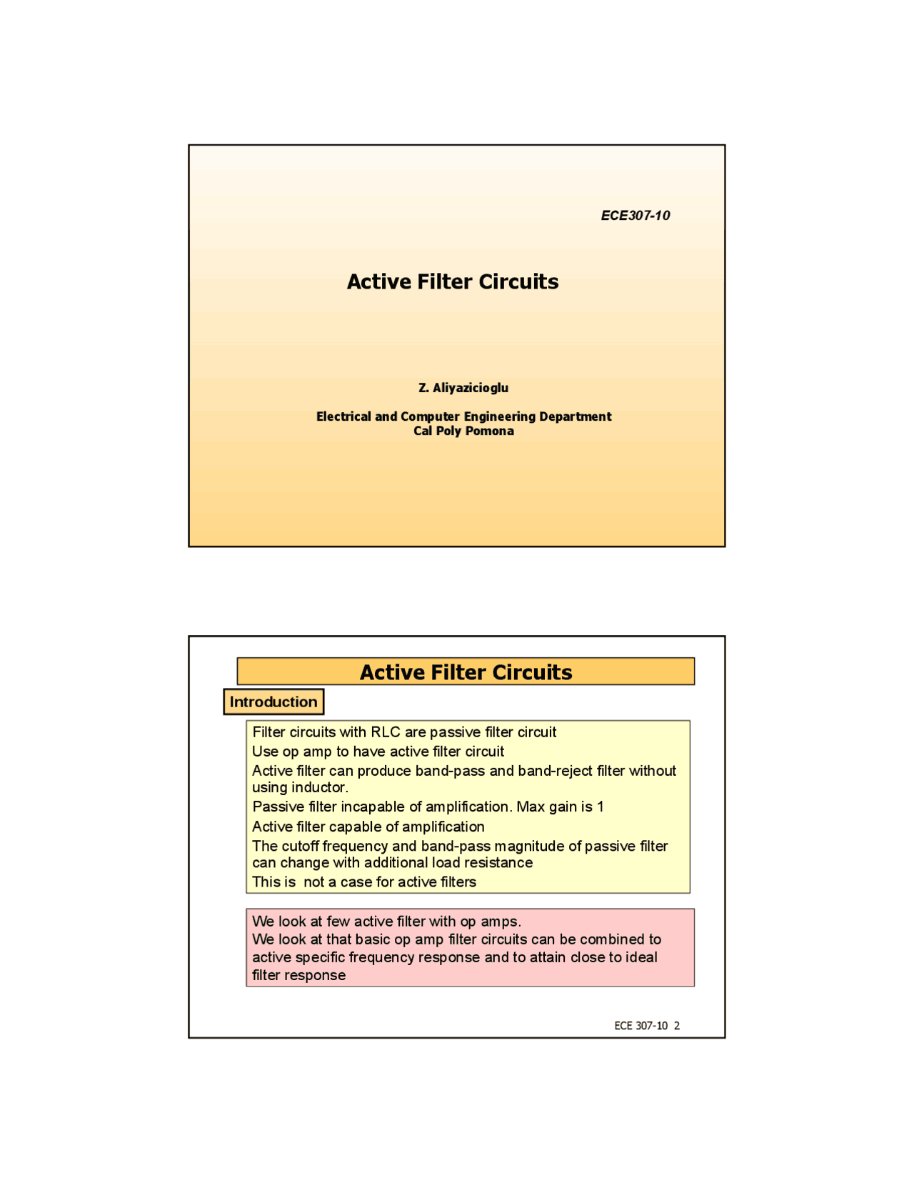 Active Filter Circuits Exams Design Docsity