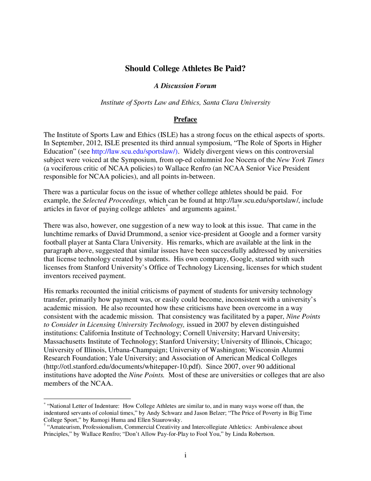 Should College Athletes Be Paid? | Study notes Law | Docsity