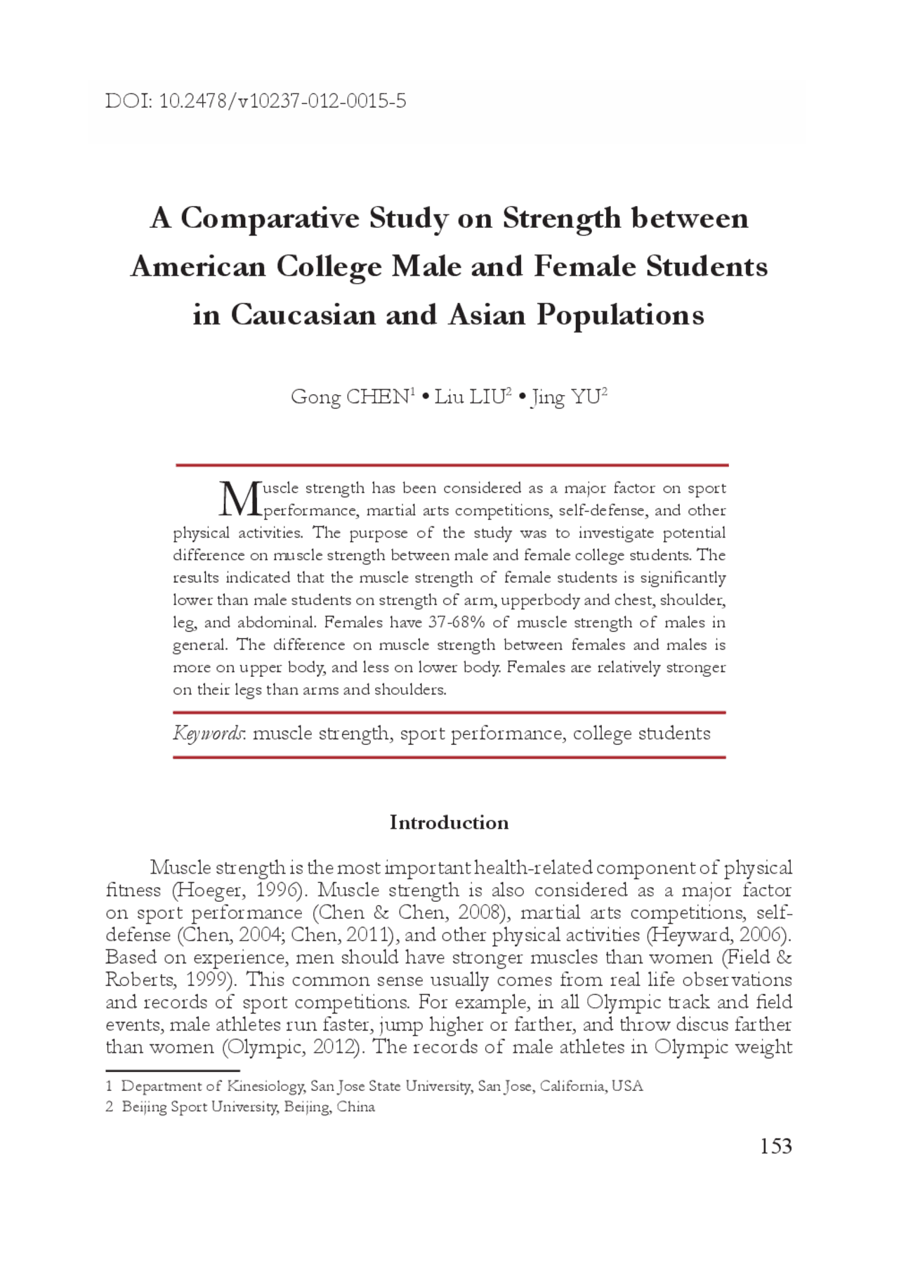 A Comparative Study on Strength between American College ... | Study ...