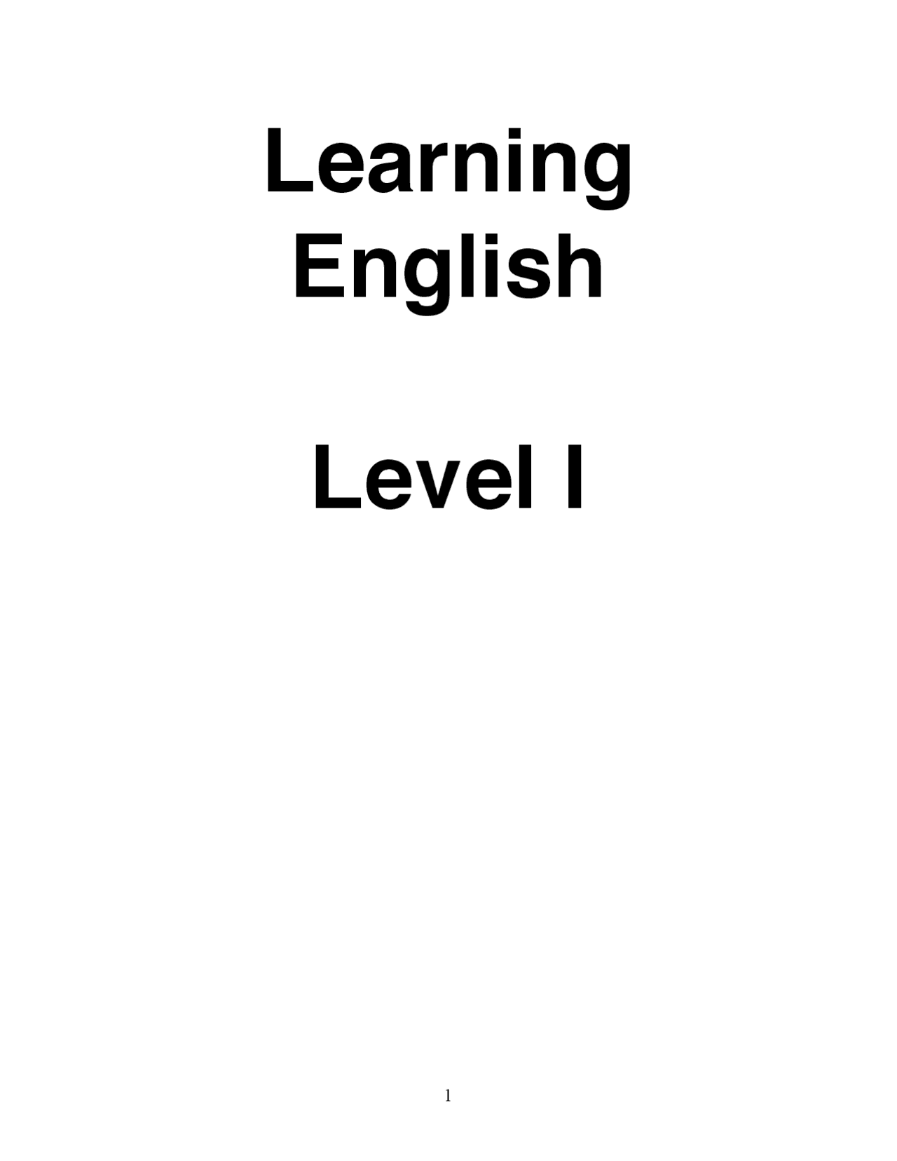 Learning English Level I | Summaries English | Docsity