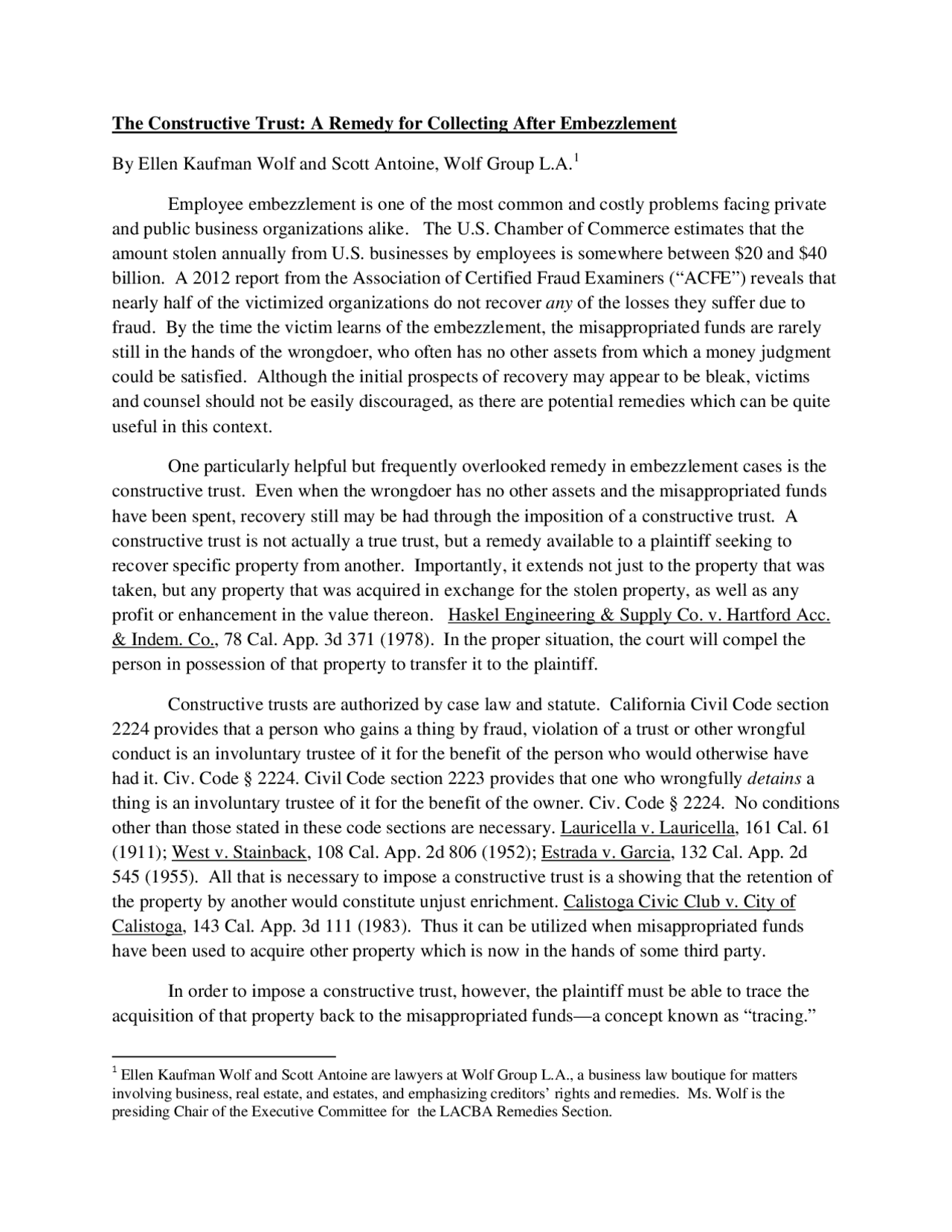 The Constructive Trust Exercises Business Docsity