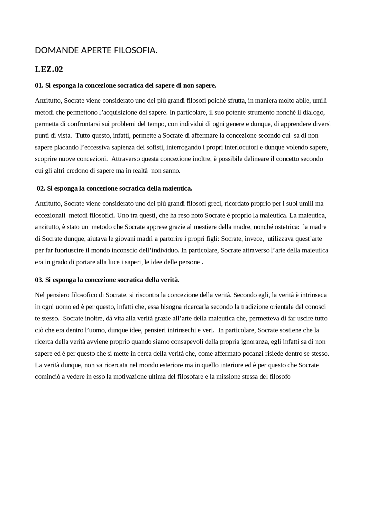 Domande Aperte Filosofia Dispense Di Filosofia Docsity