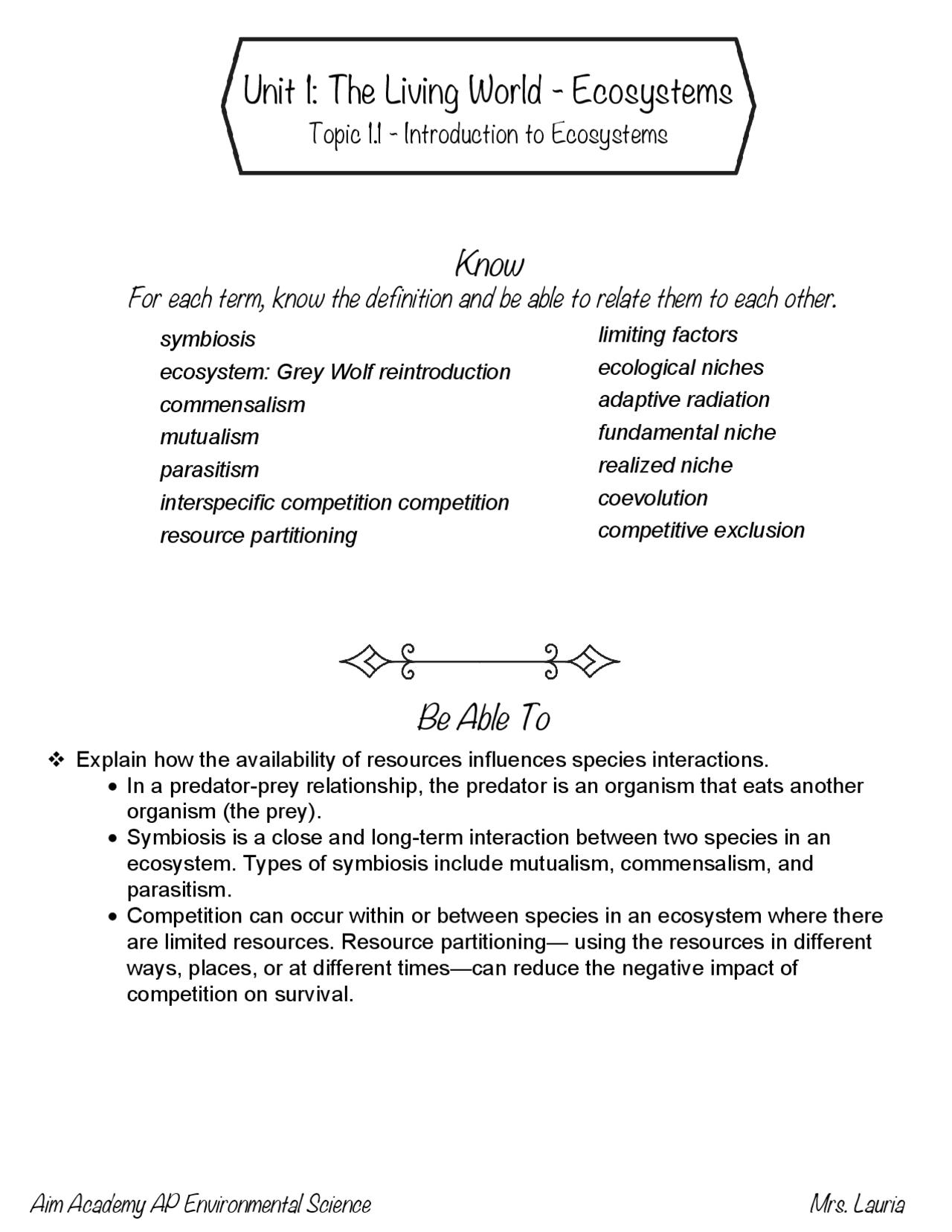 Unit 1: The Living World | Study notes Environmental science | Docsity