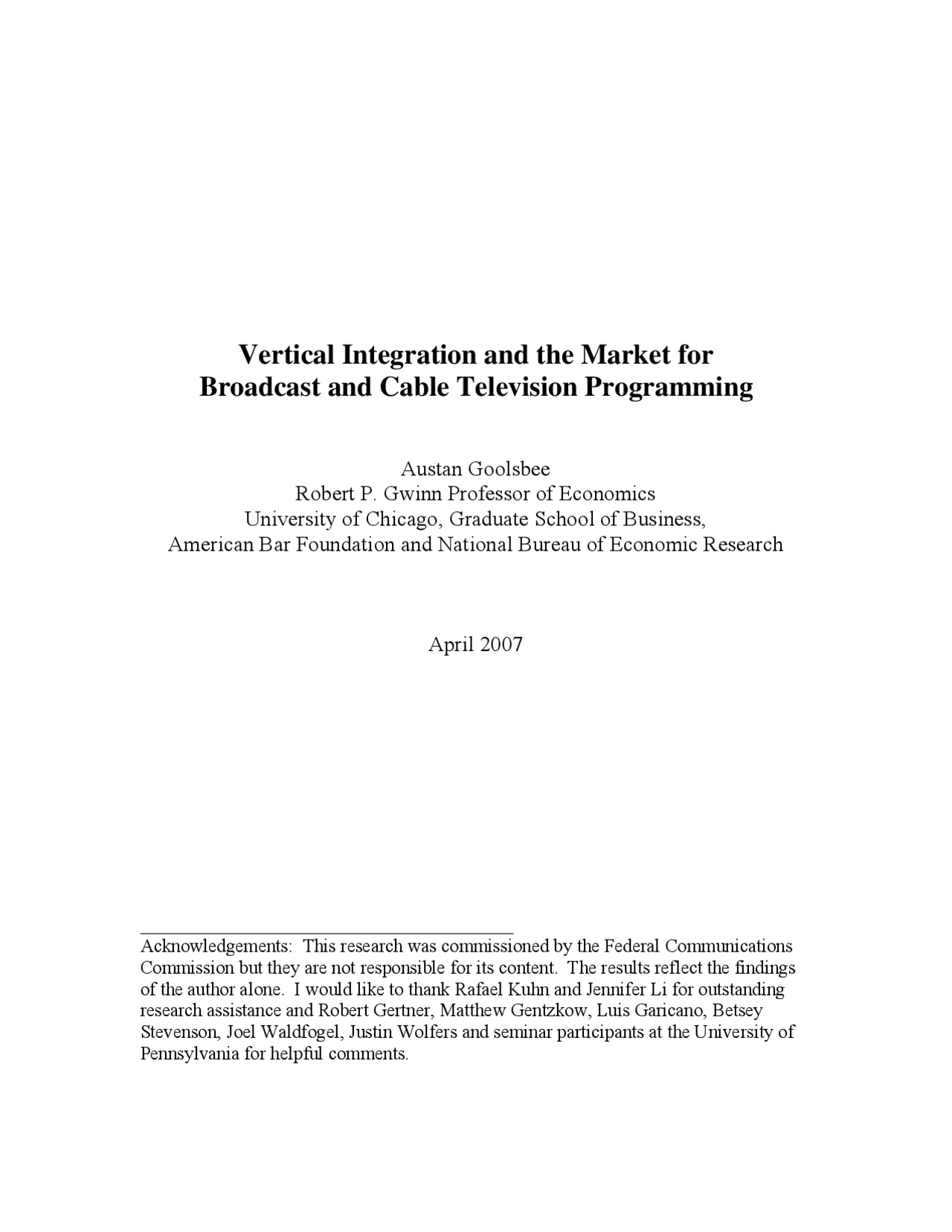 Vertical Integration and the Market for | Summaries Economics | Docsity