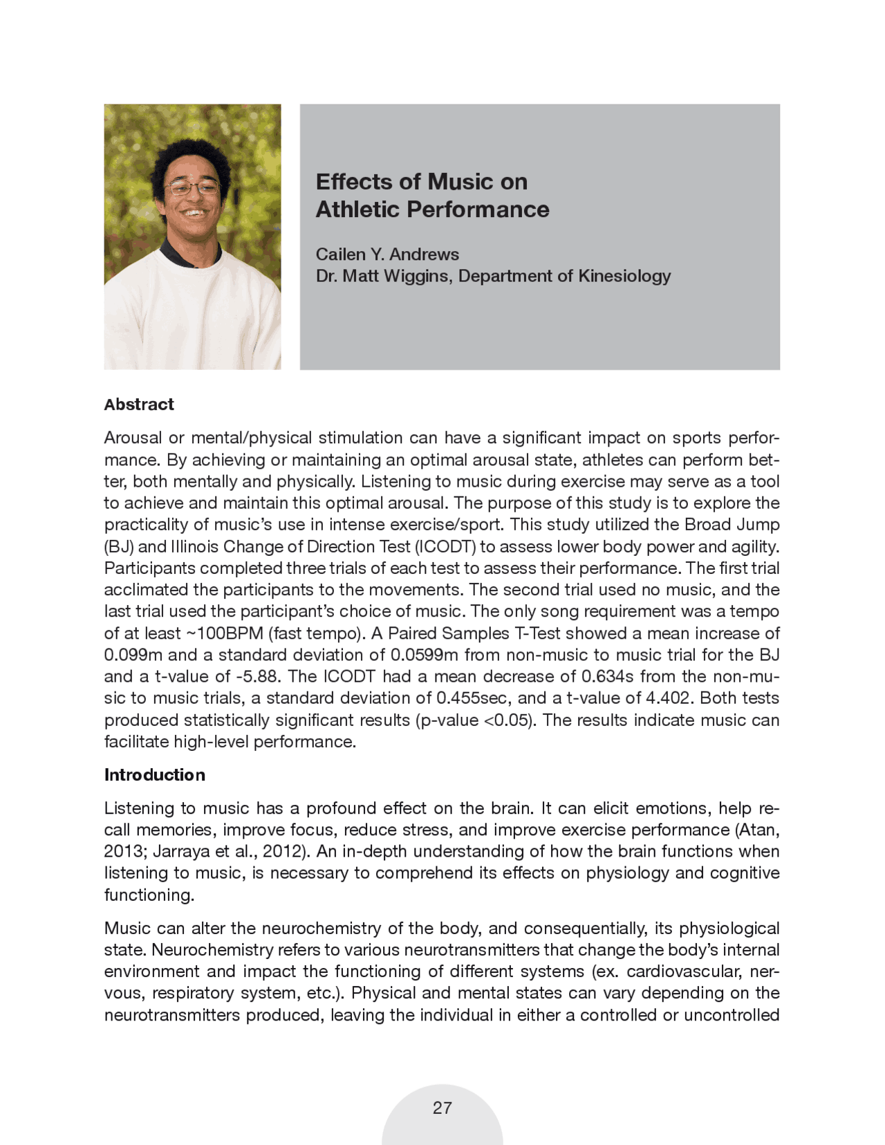 Effects of Music on Athletic Performance | Study notes Music | Docsity
