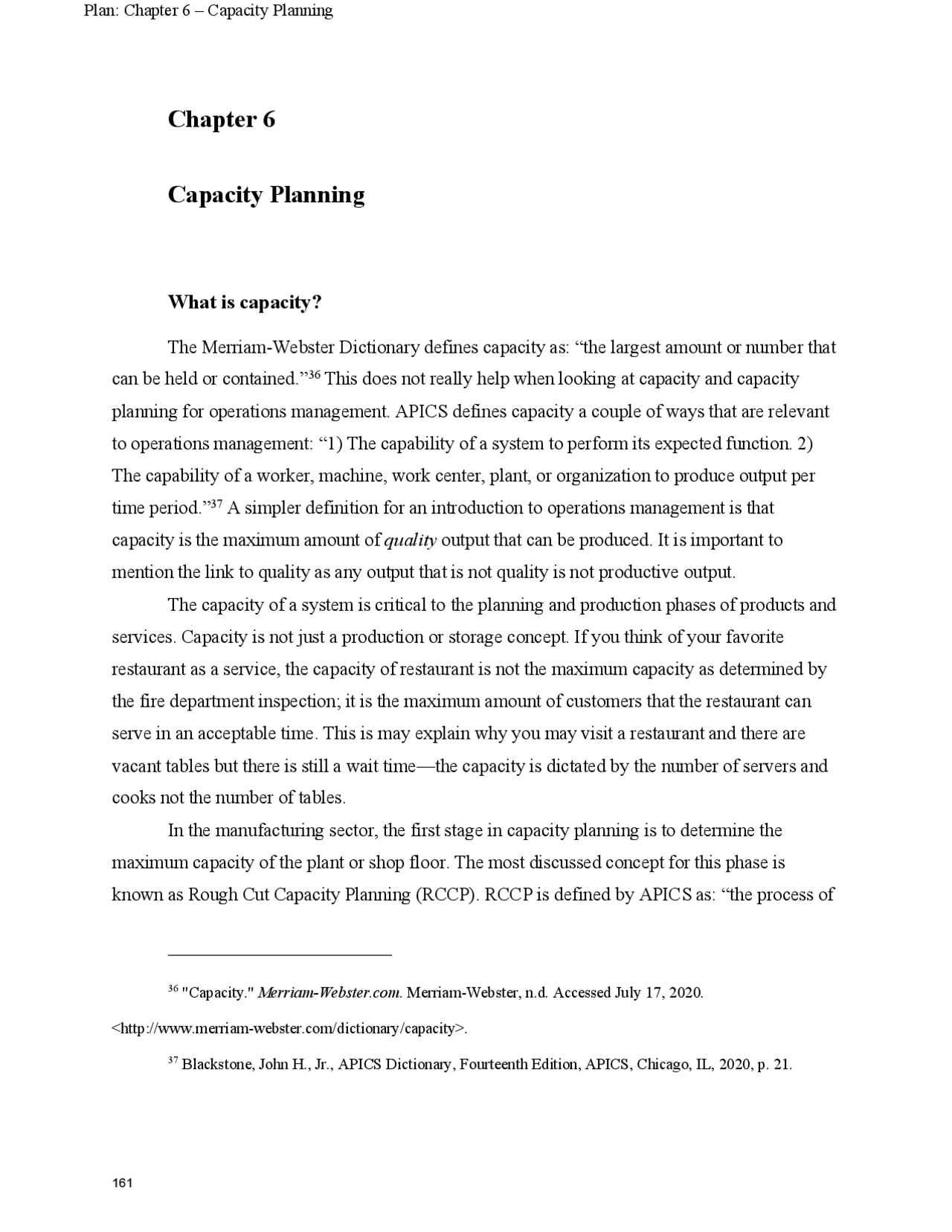 Chapter 6 Capacity Planning Lecture Notes Business Docsity