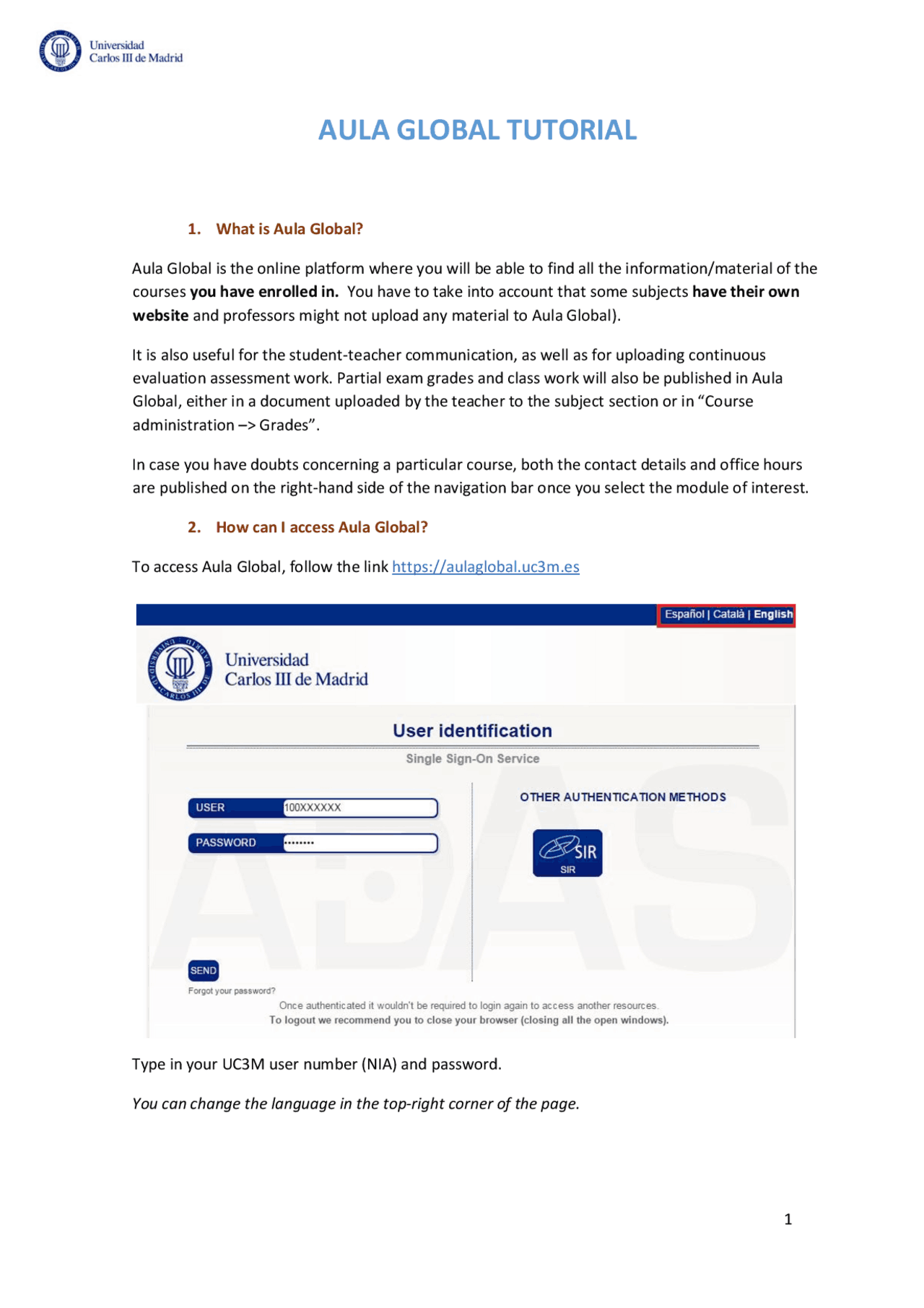 Aula Global Tutorial Lecture Notes Communication Docsity