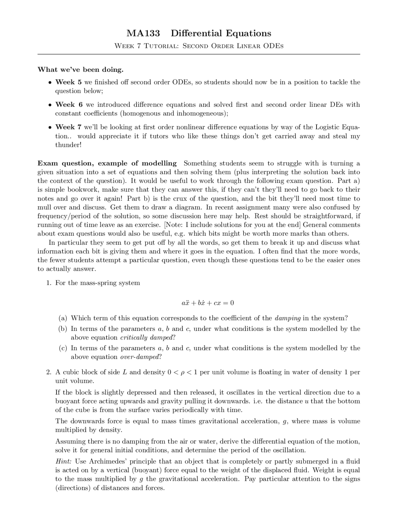 Ma133 Differential Equations Summaries Differential Equations Docsity