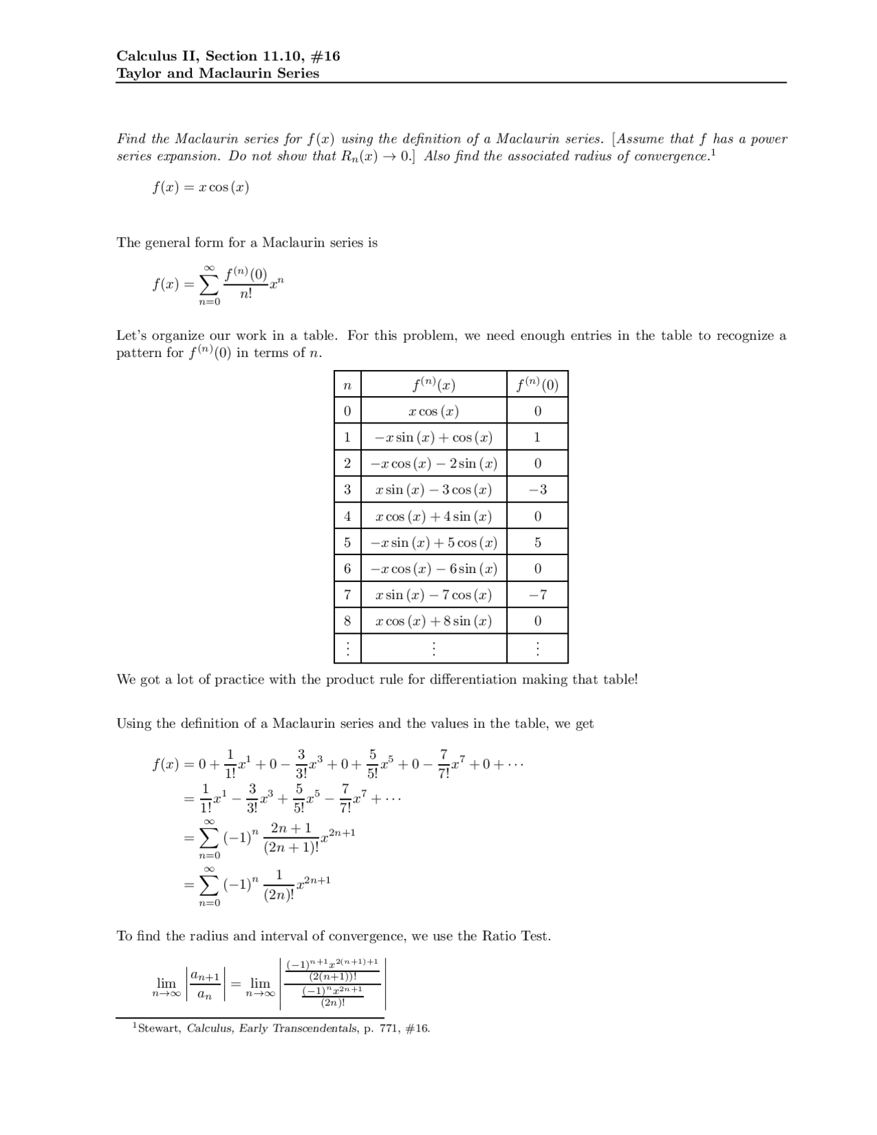 Calculus II, Section 11.10, #16 Taylor and Maclaurin Series | Study ...