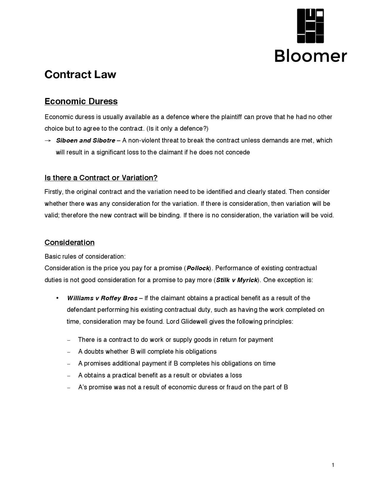 Contract Law Schemes And Mind Maps Contract Law Docsity