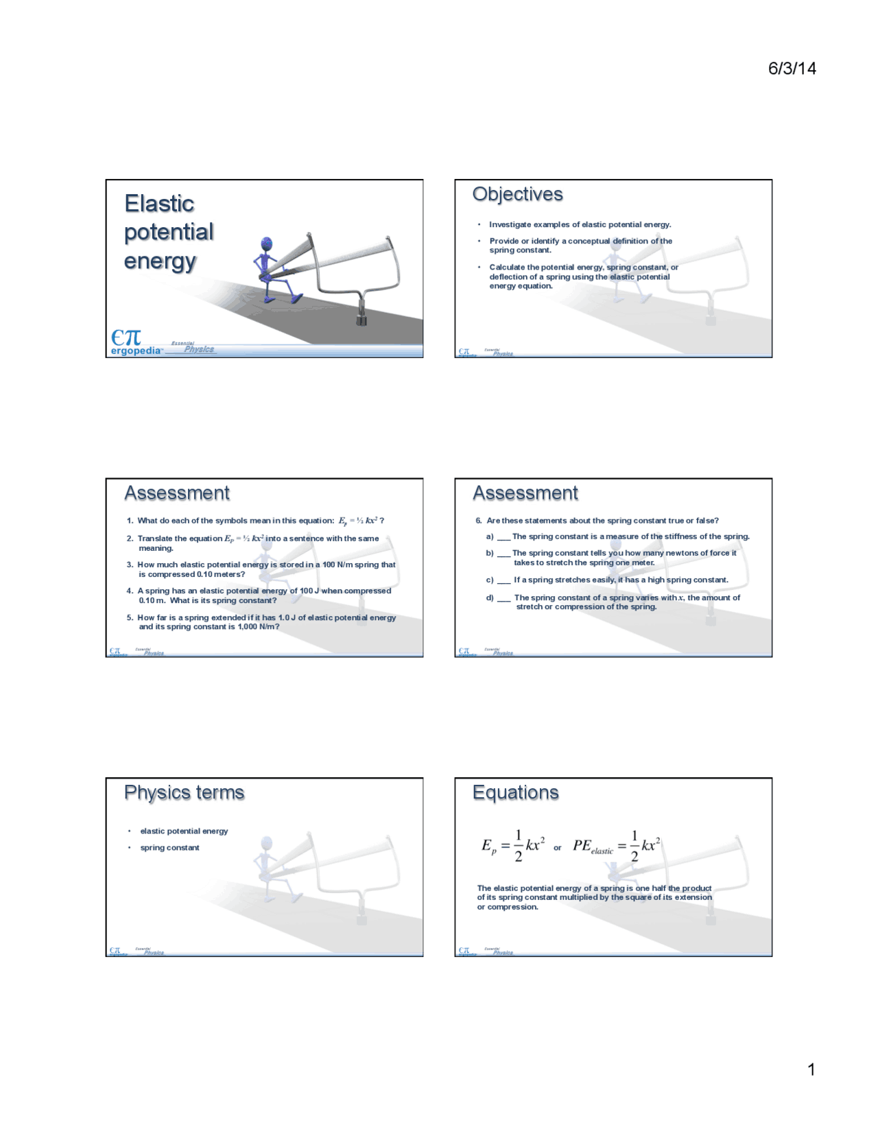Elastic Potential Energy Lecture Notes Law Docsity