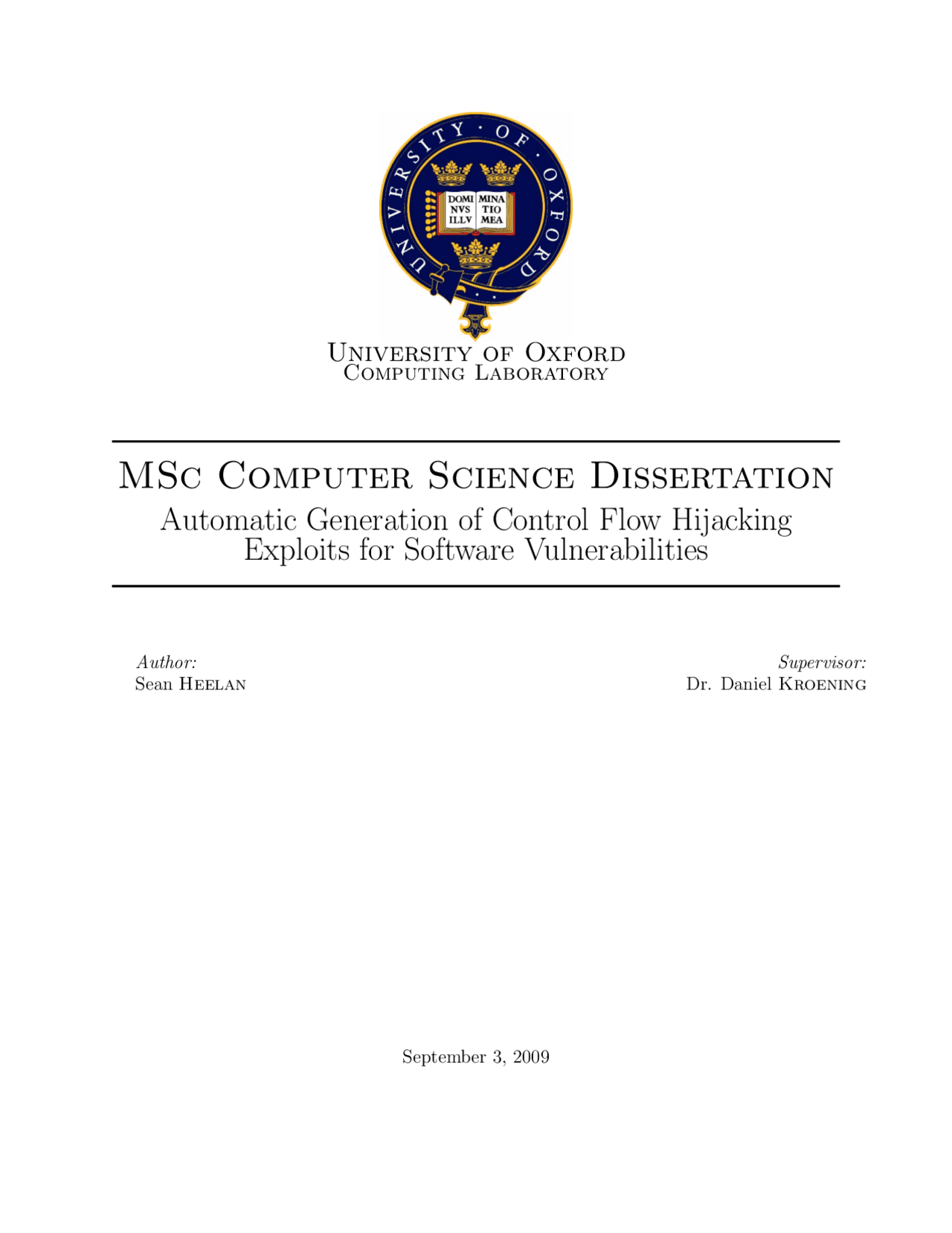 Msc Computer Science Dissertation Lecture Notes Computer Science Docsity