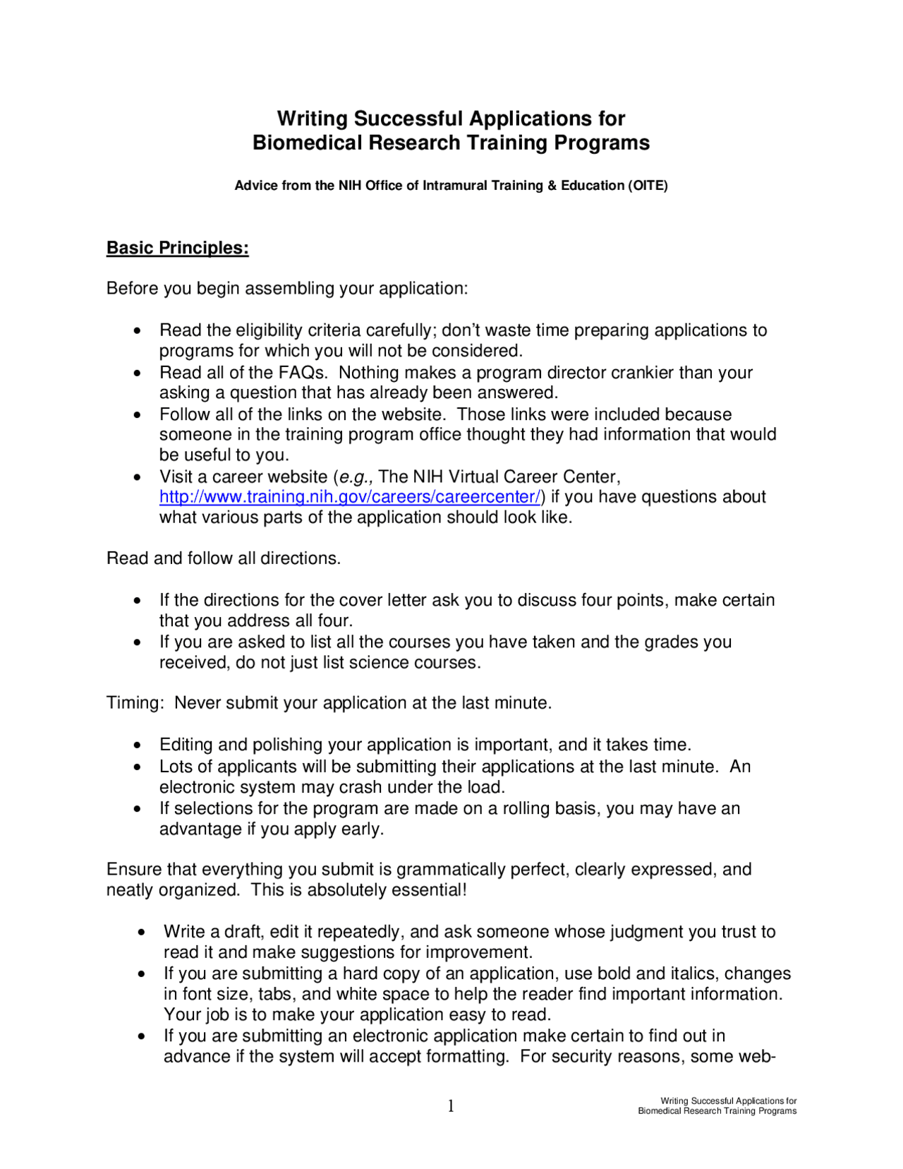 Insights for Successful Biomedical Research Training Applications: NIH ...