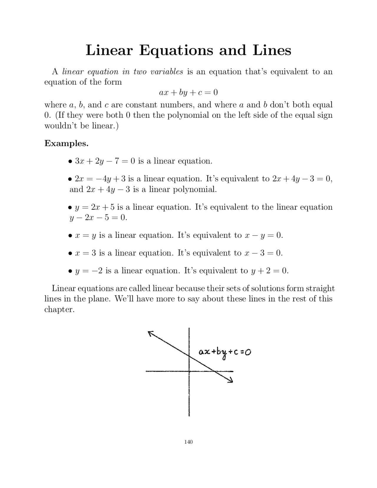 Linear Equations and Lines | Study notes Linear Algebra | Docsity