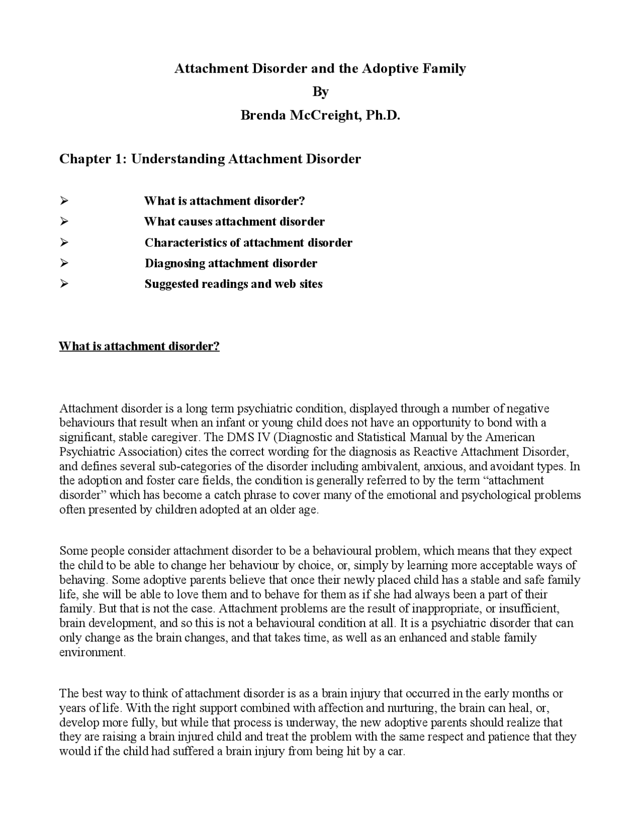 Understanding Attachment Disorder Lecture Notes History Docsity