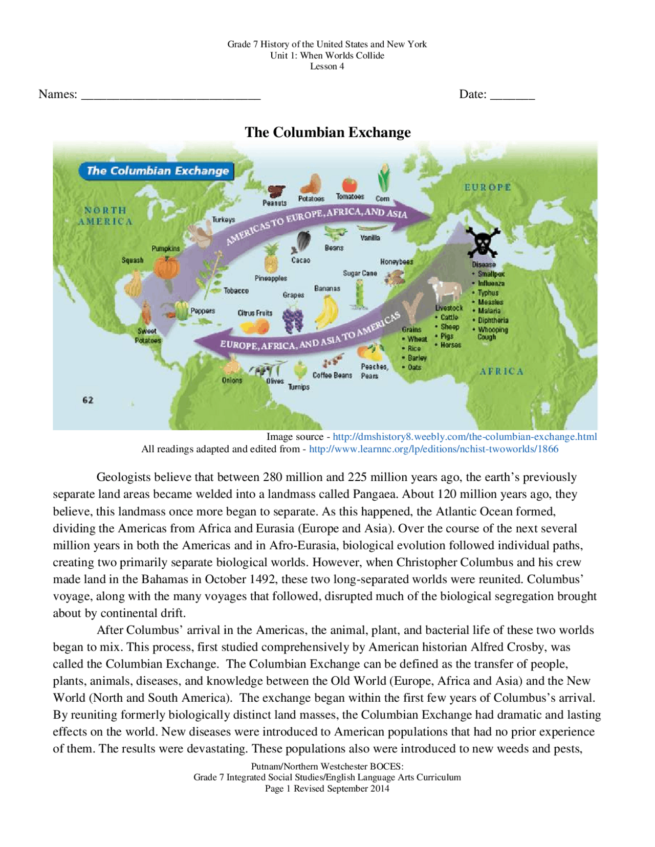 The Columbian Exchange | Study notes History | Docsity