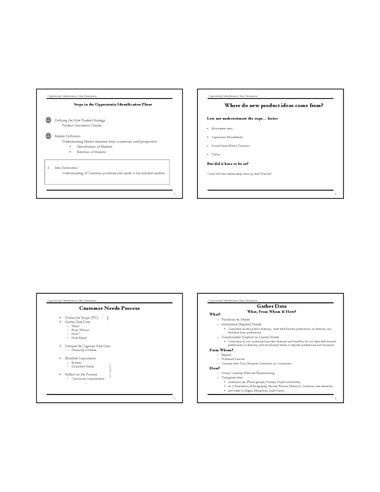 Where do new product ideas come from? Customer Needs ... | Exercises Innovation | Docsity