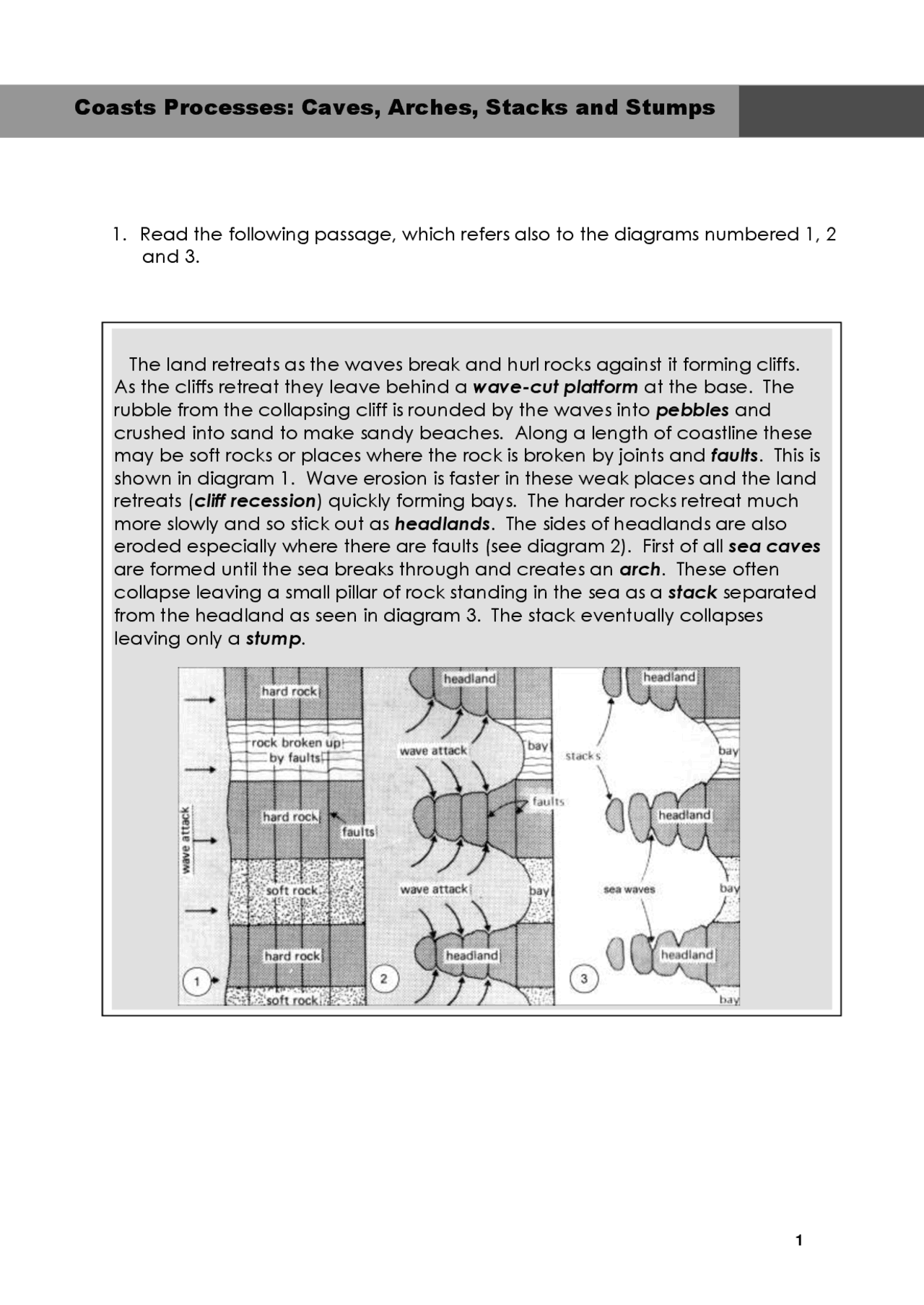 Coasts Processes: Caves, Arches, Stacks and Stumps | Study notes ...