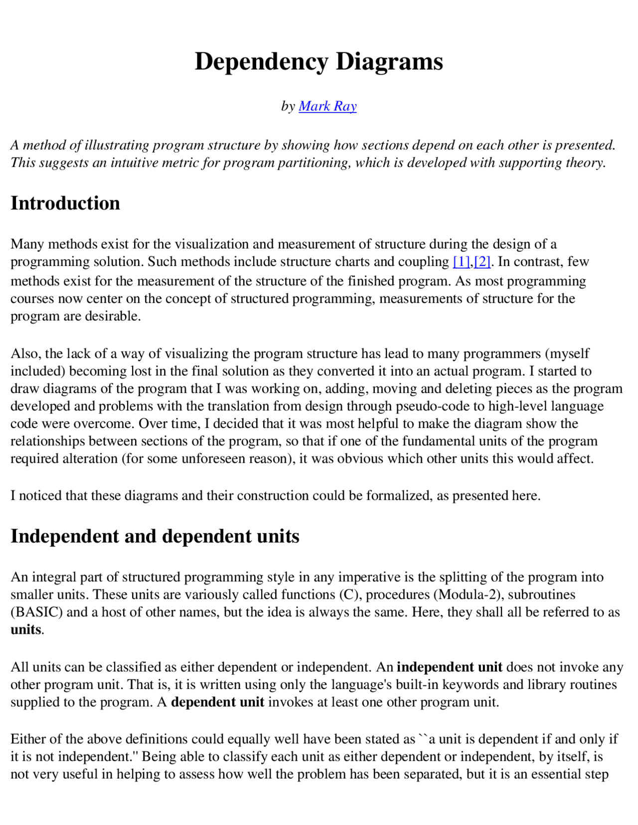 Dependency Diagrams: Illustrating Program Structure & Measuring ...