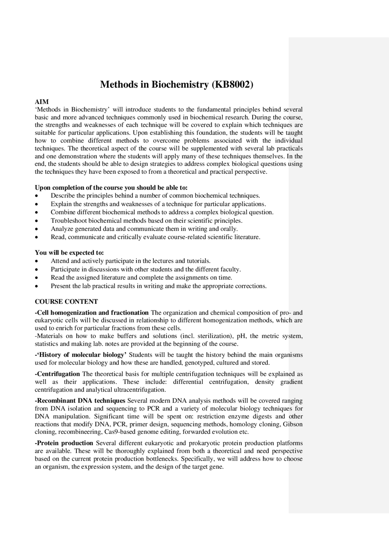 Methods In Biochemistry KB8002 Study Notes Biochemistry Docsity methods-in-biochemistry-kb8002-study-notes-biochemistry-docsity