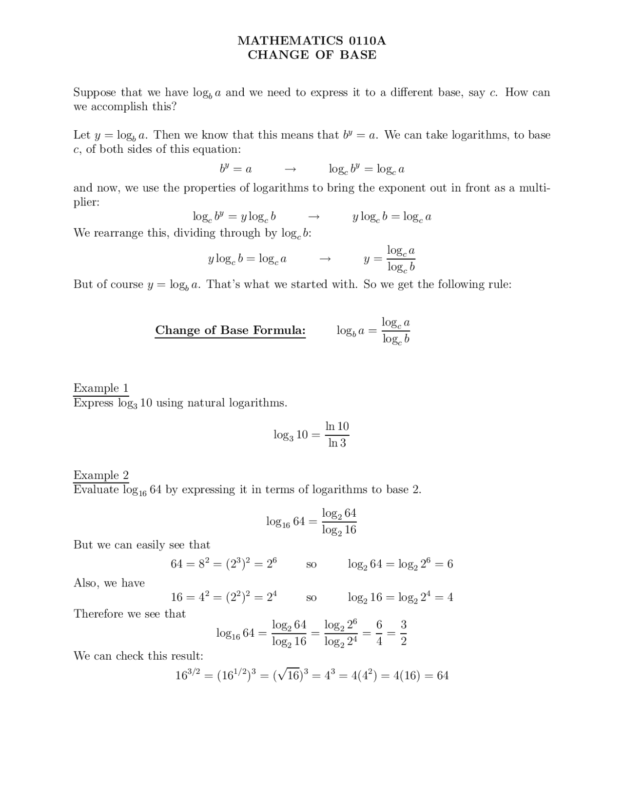 Change of Base Formula in Mathematics: Expressing Logarithms to ...