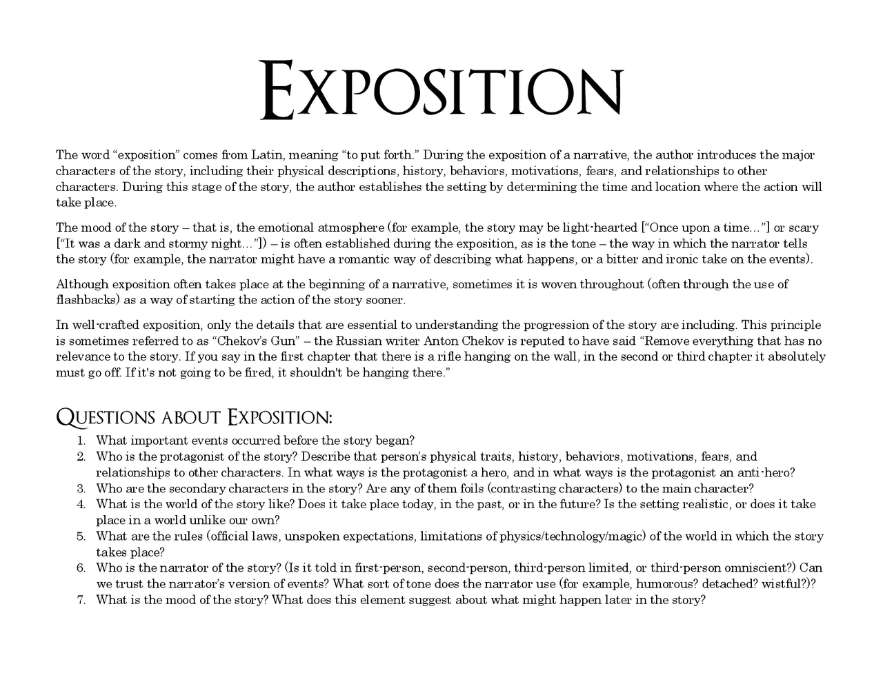 Questions about Exposition: | Schemes and Mind Maps History | Docsity