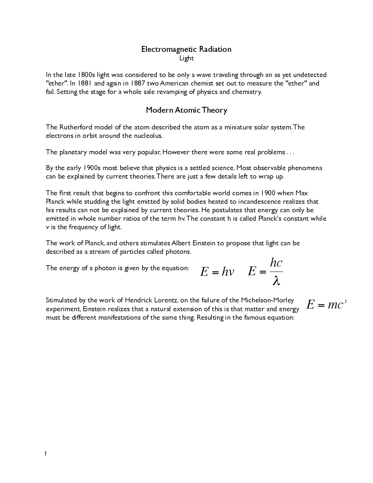E = hc λ E = hv E = mc2 | Lecture notes Physics | Docsity