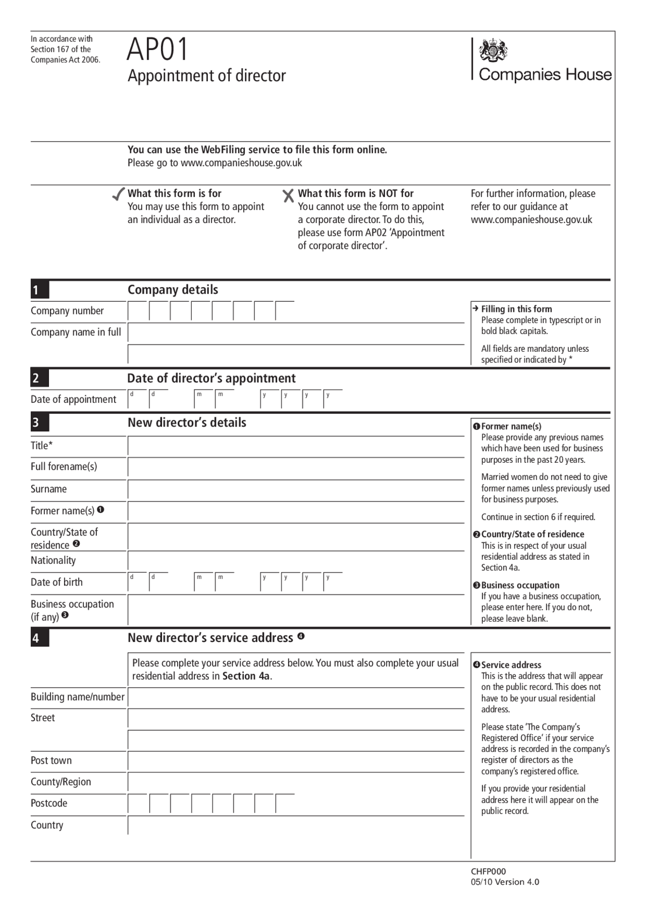 AP01 - Appointment of director | Study Guides, Projects, Research ...