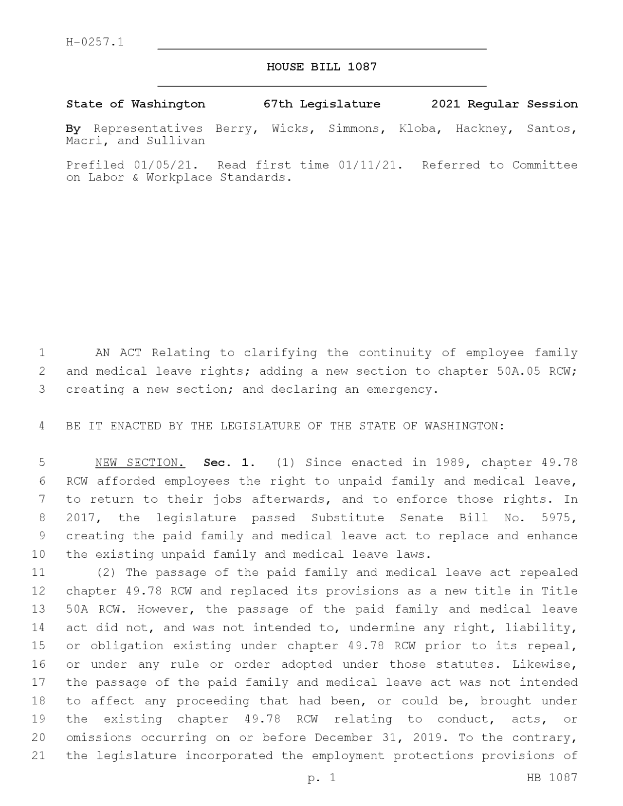 Employee Family & Medical Leave Rights: Clarifying Continuity in WA ...