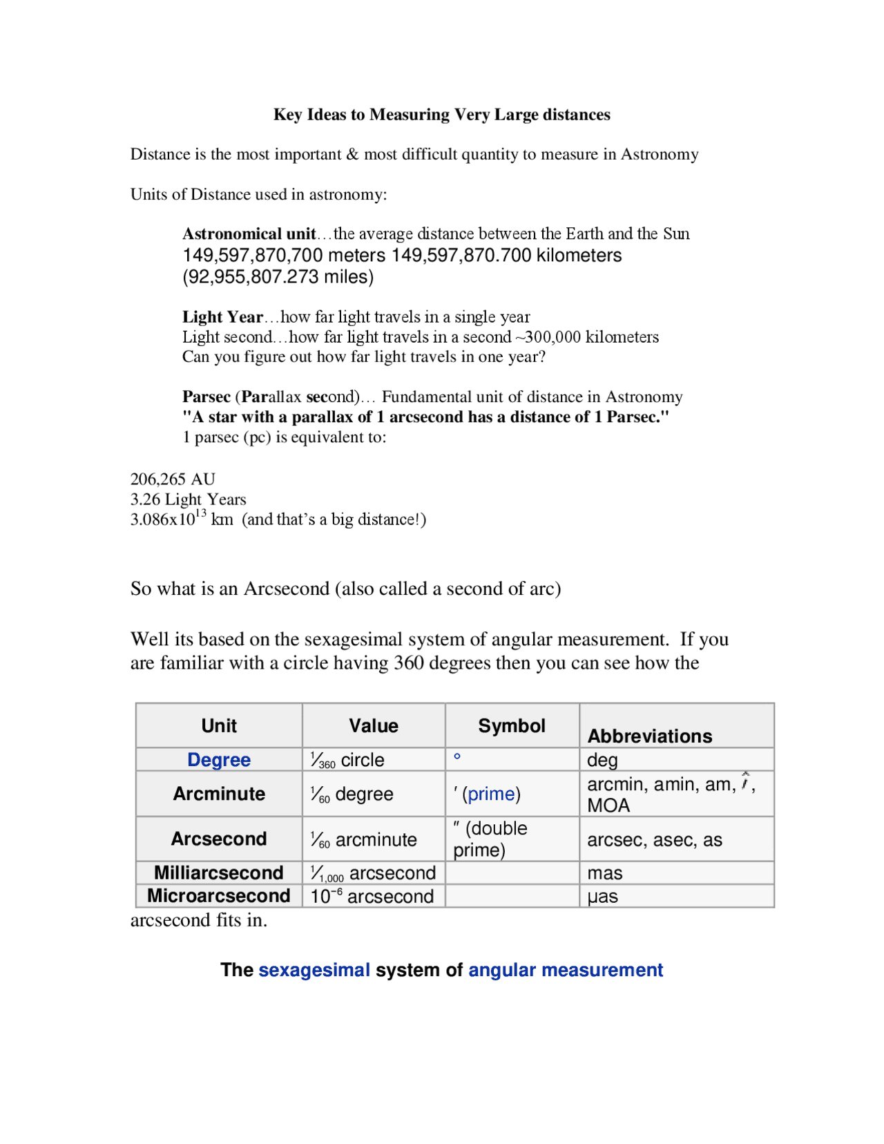 Key Ideas to Measuring Very Large distances | Study notes Astronomy ...