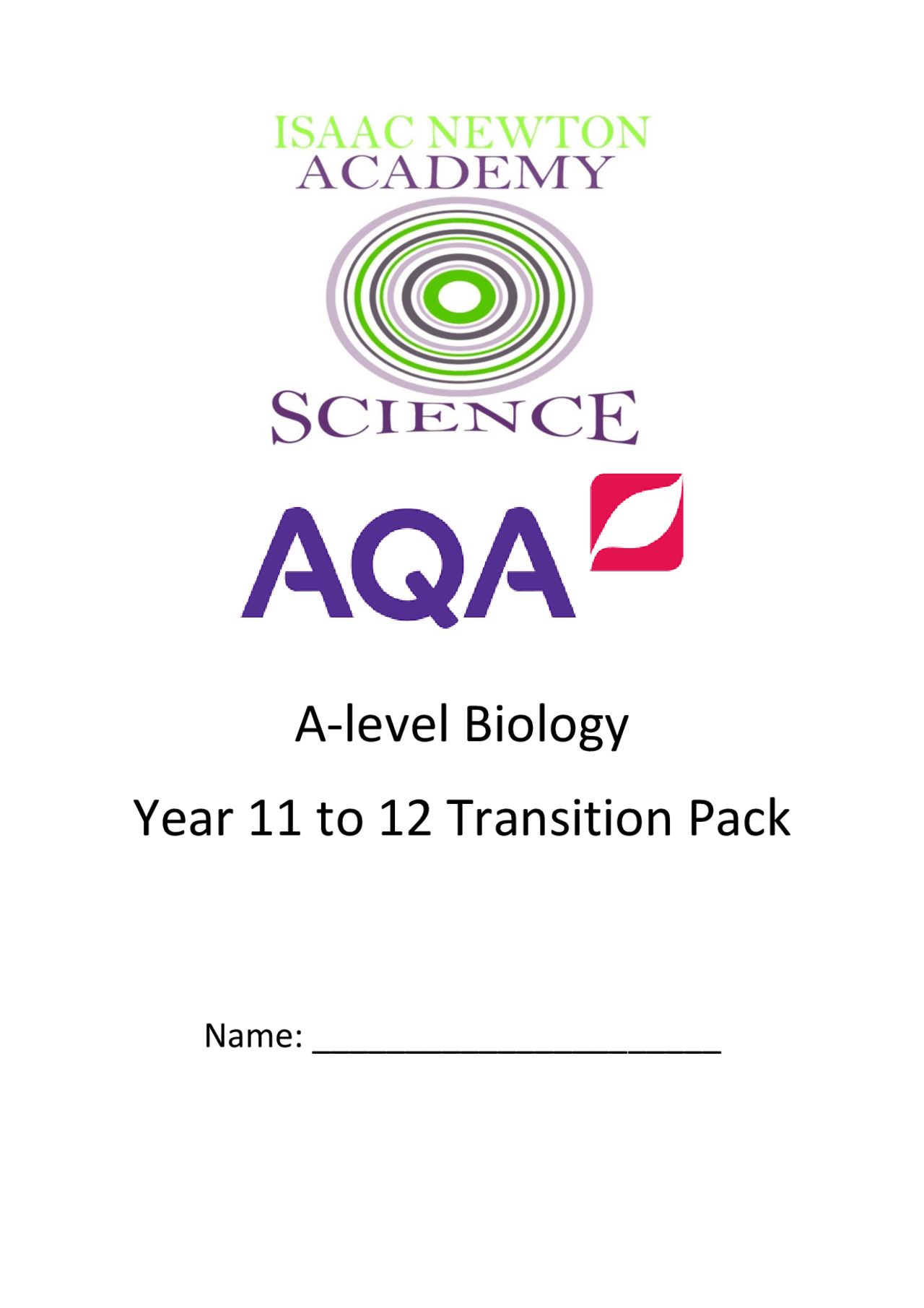 A-level Biology Year 11 to 12 Transition Pack | Study notes Biology ...
