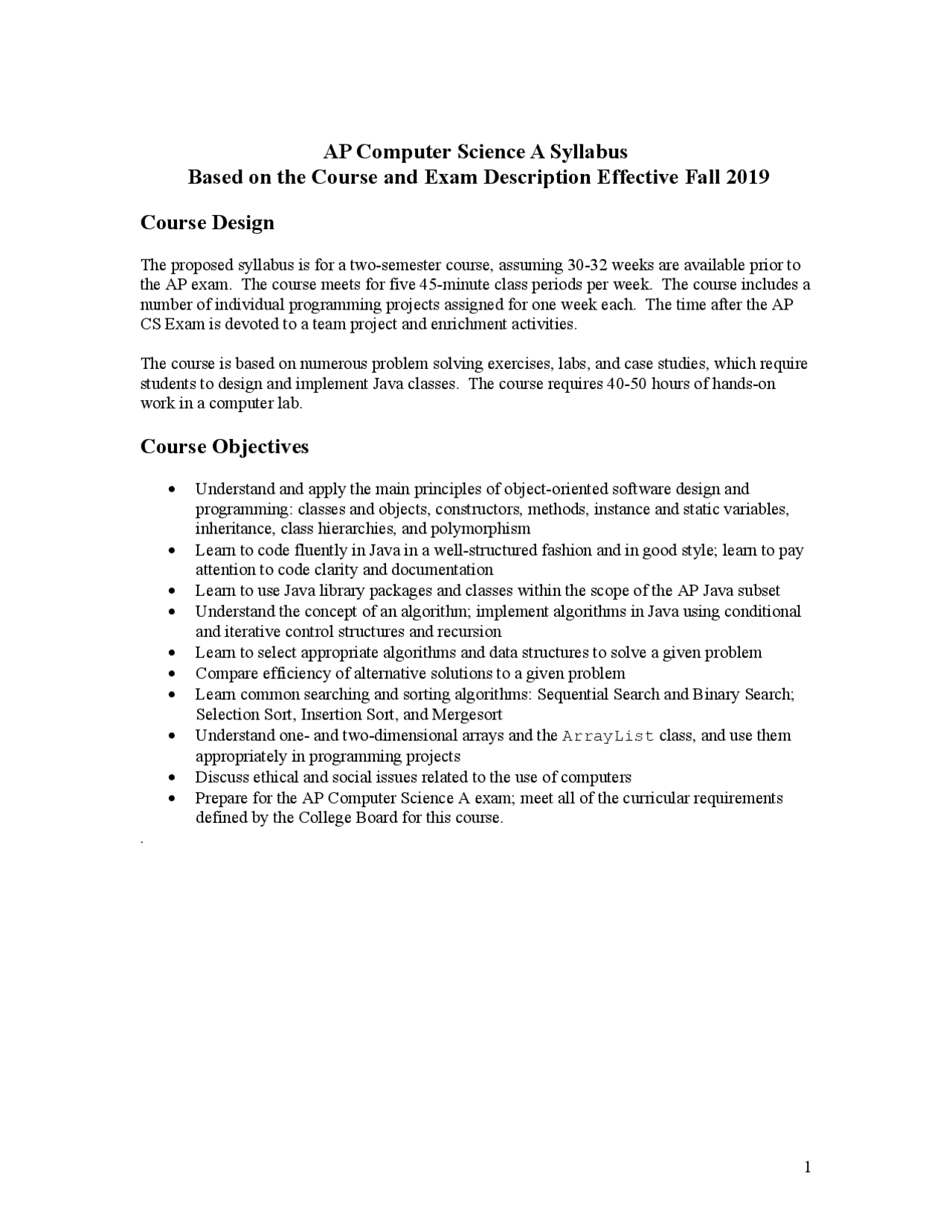 Ap Computer Science A Syllabus Schemes And Mind Maps Computer Science