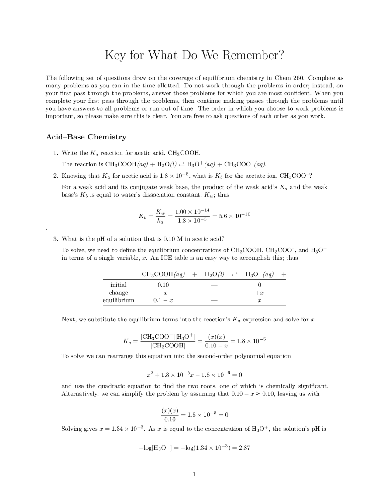 Equilibrium Chemistry Problems: Acid-Base, Solubility, Complexation and Redox Reactions ...