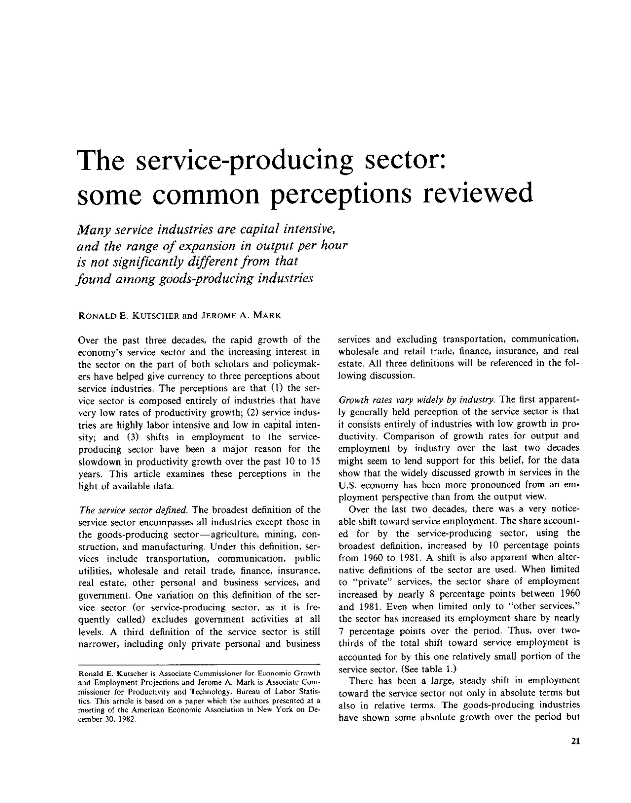 The service-producing sector: some common perceptions ... | Lecture ...
